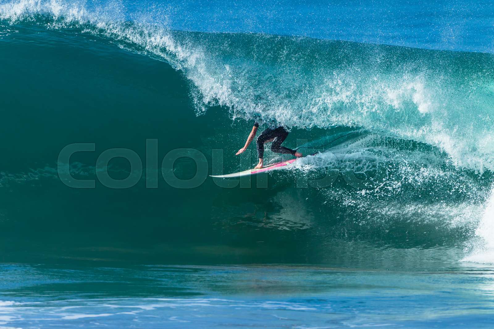 Surfing Hollow Wave Tube Ride | Stock image | Colourbox