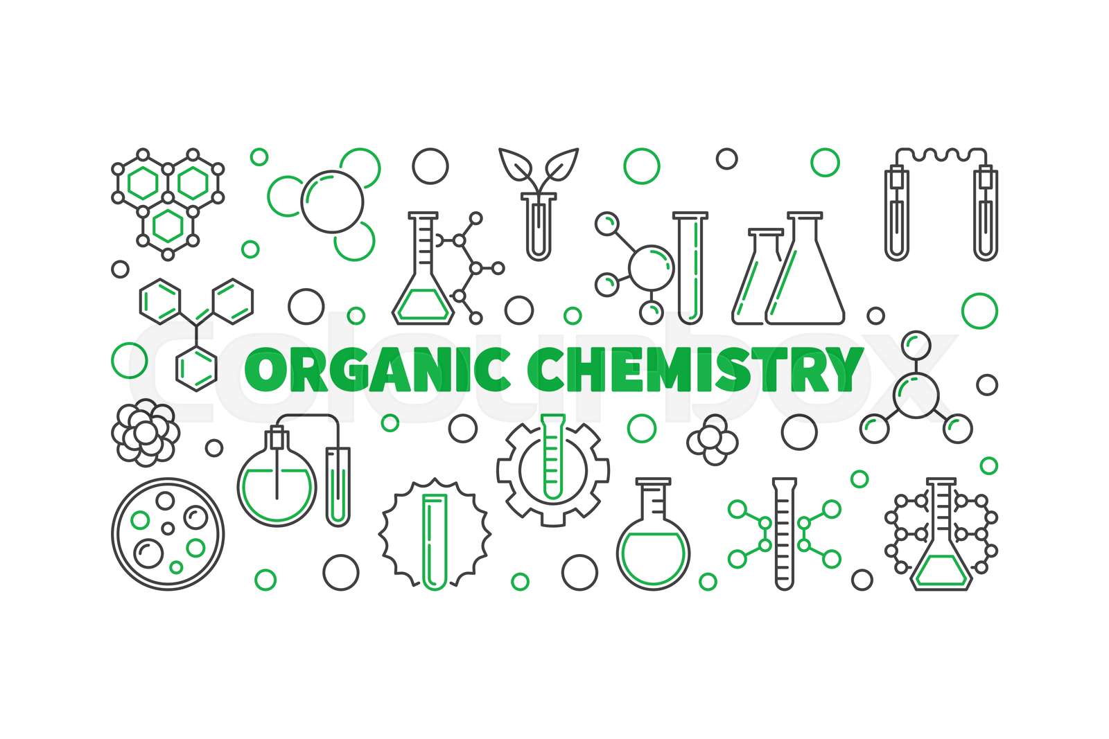Organic Chemistry outline banner. Vector illustration | Stock vector ...