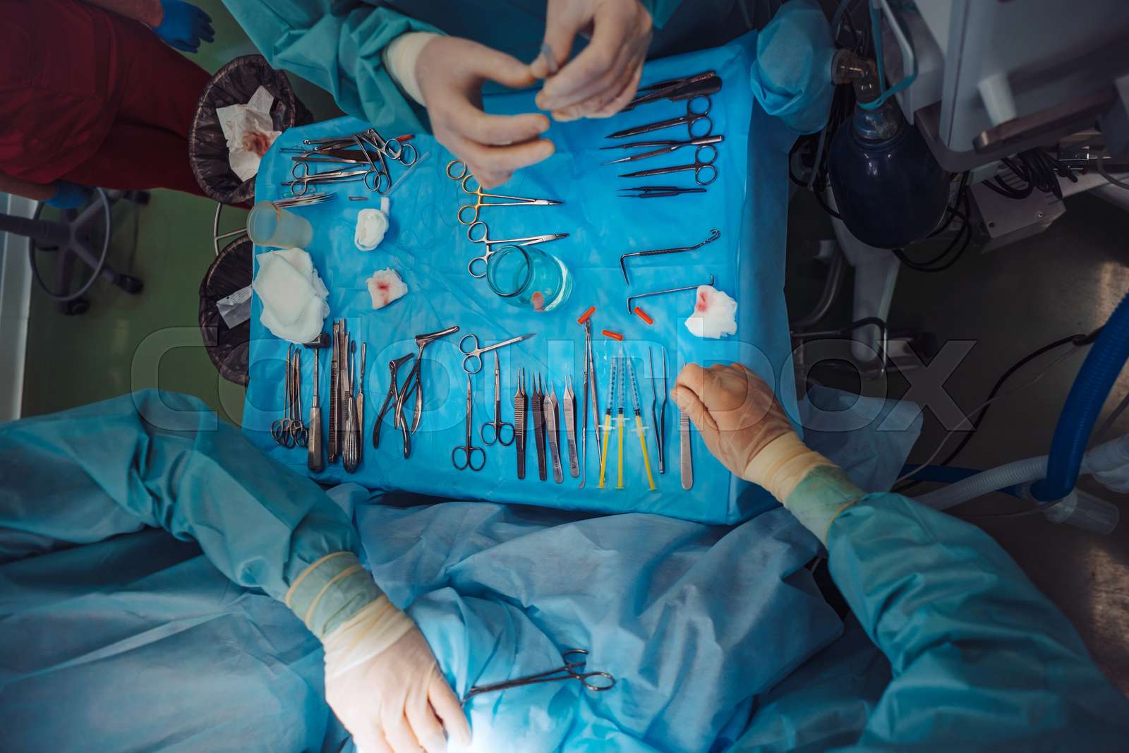 The instruments of surgery in operating room. | Stock image | Colourbox