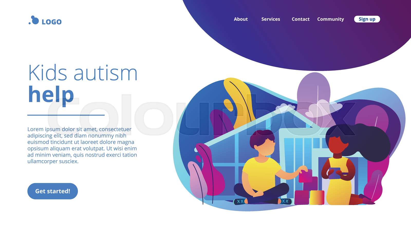 Autism Center Concept Landing Page Stock Vector Colourbox