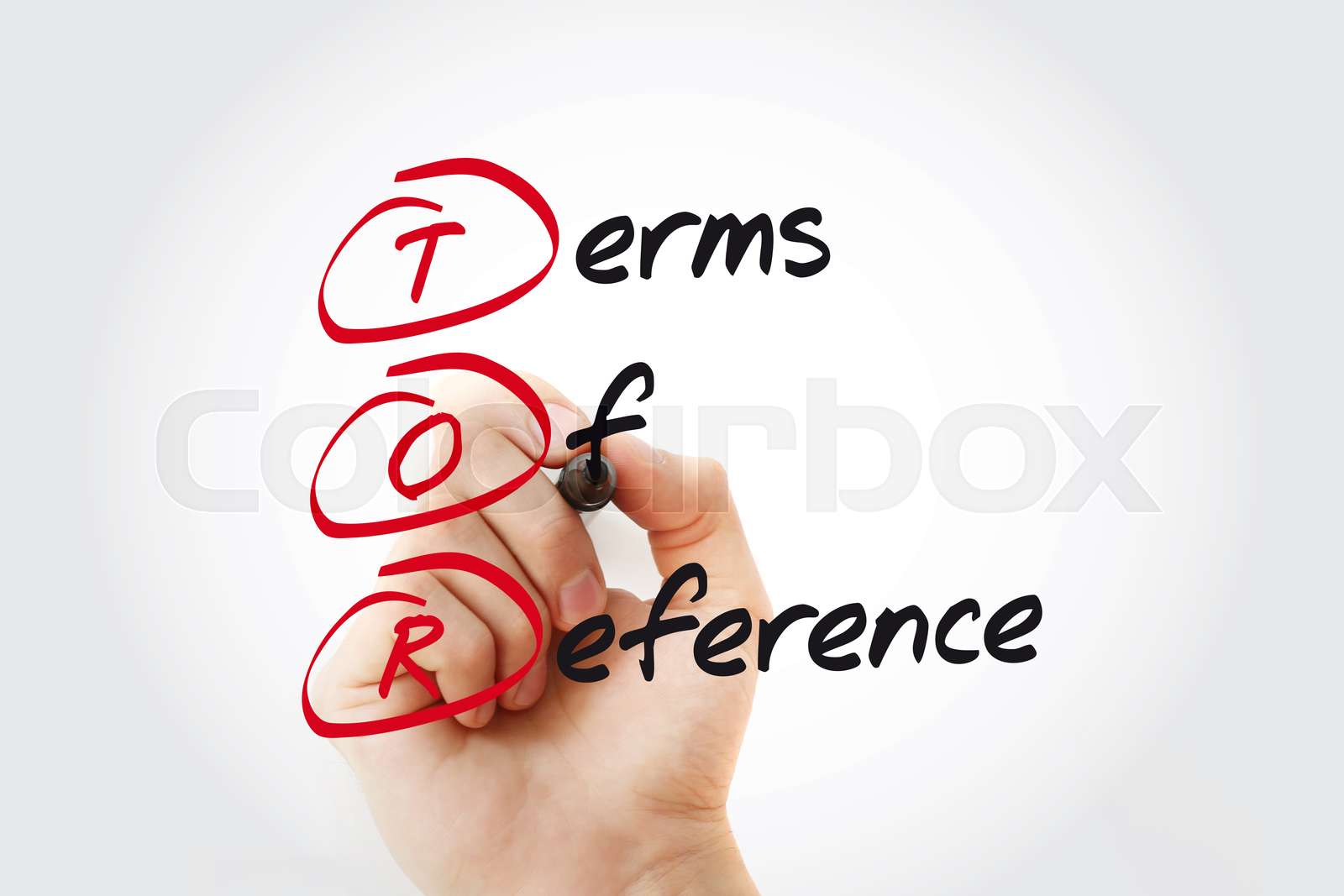 Hand writing TOR - Terms of Reference with marker, acronym business ...