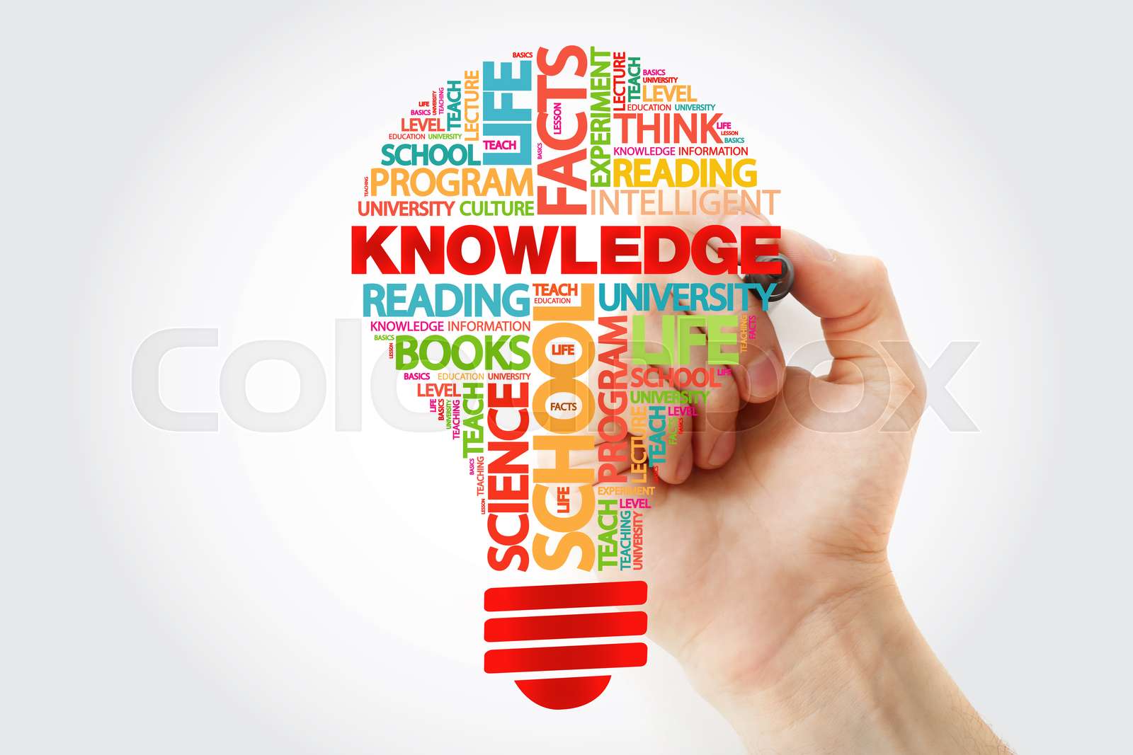 KNOWLEDGE bulb word cloud with marker, business concept | Stock image ...