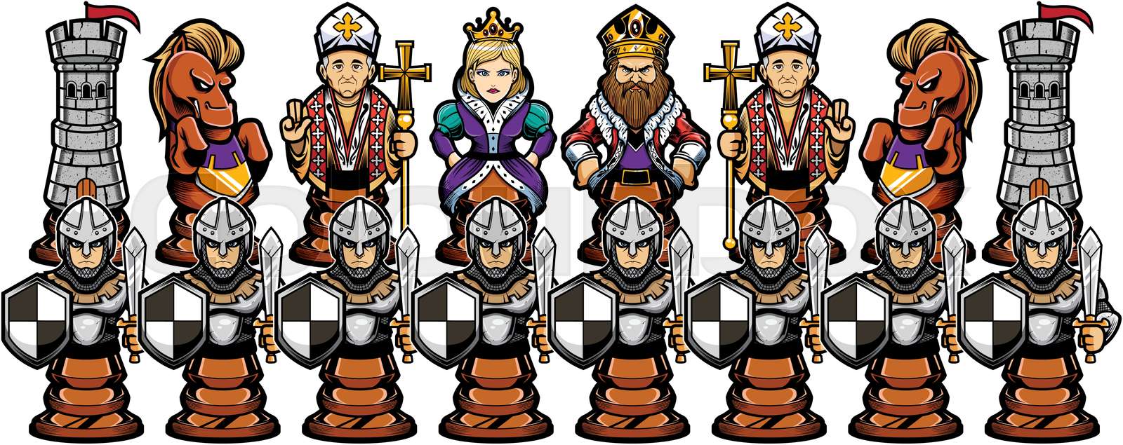 Chess Cartoon Figures | Stock vector | Colourbox