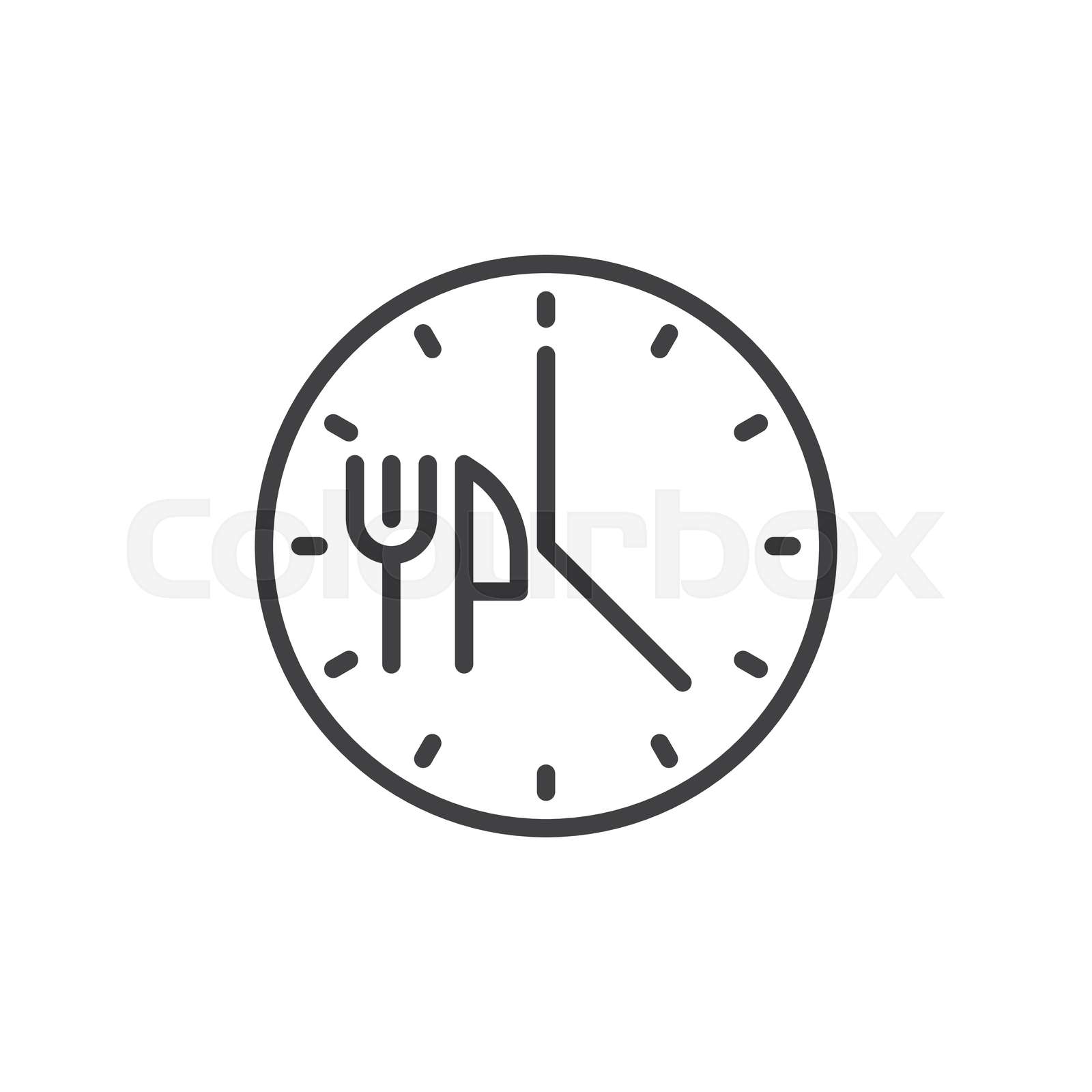 Dinner time clock line icon | Stock vector | Colourbox