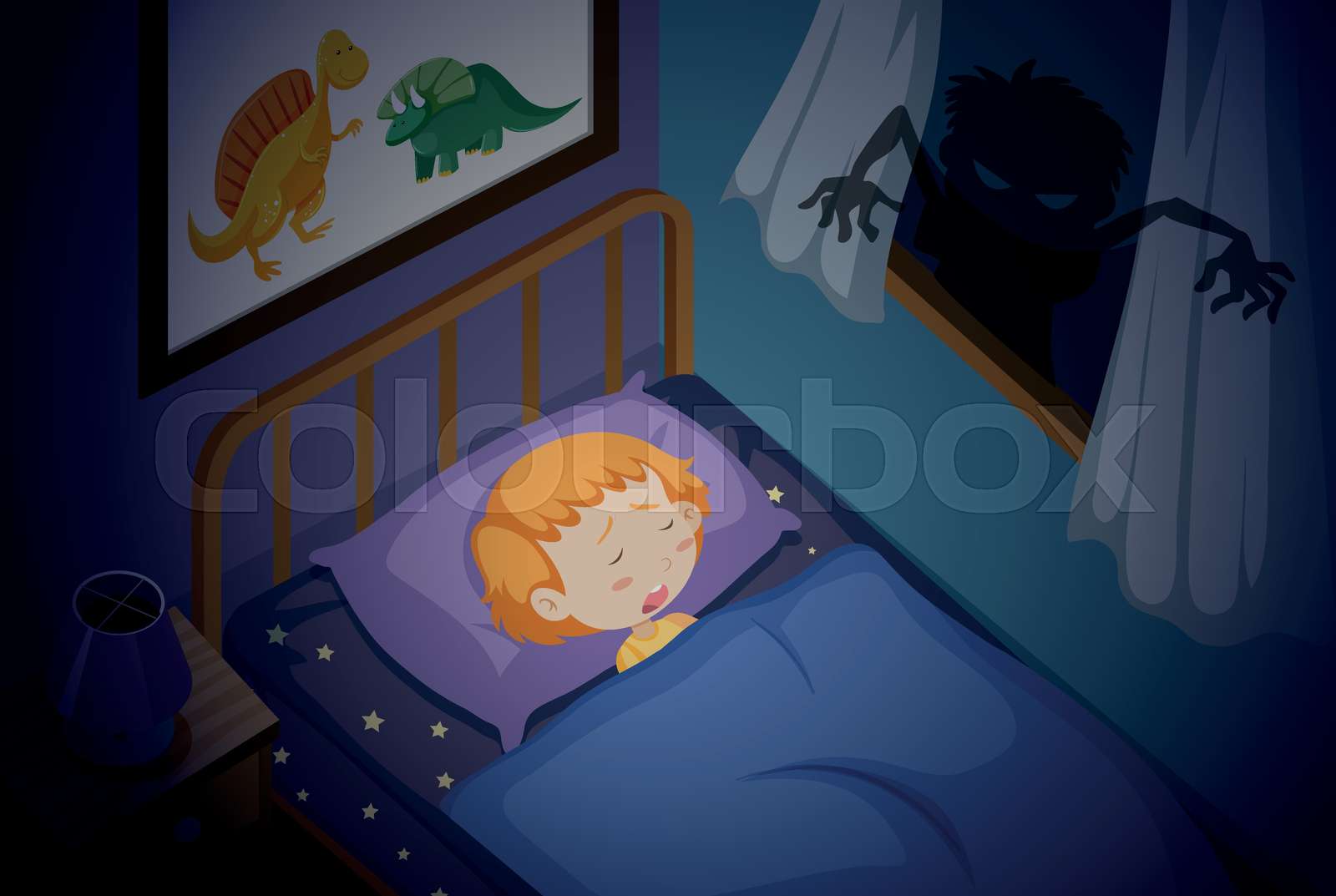 A girl sleeping nightmare | Stock vector | Colourbox