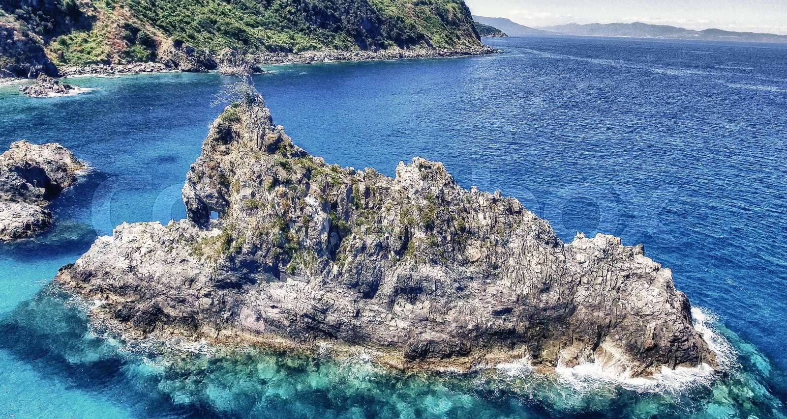 Tonnara Beach in Palmi, Calabria. Panoramic sunset aerial view in ...