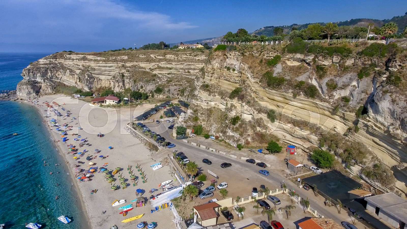 Tropea skyline and coastline, Italy. Aerial view on a beautiful sunny morning | Stock image ...