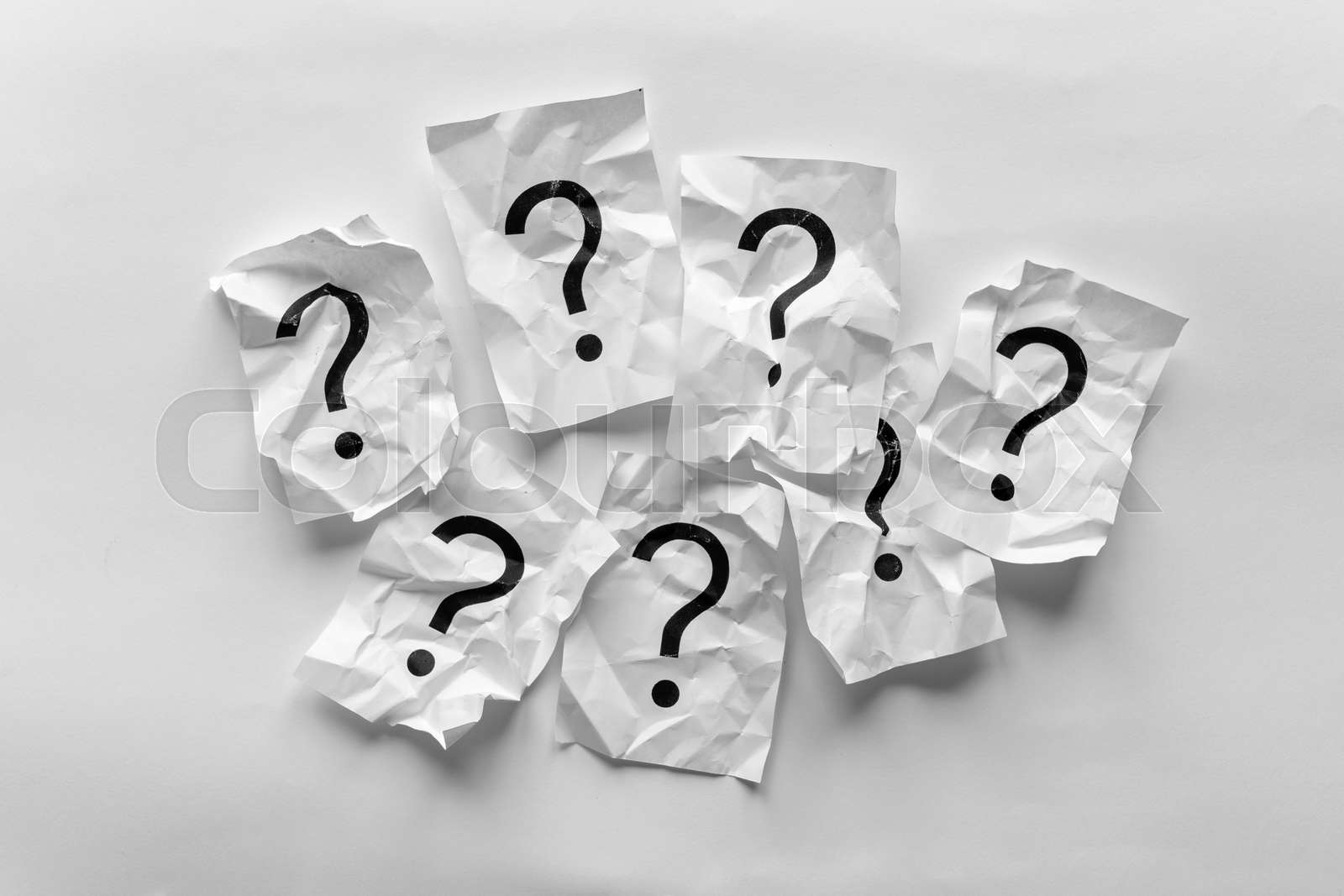 Border of crumpled question marks on cards | Stock image | Colourbox