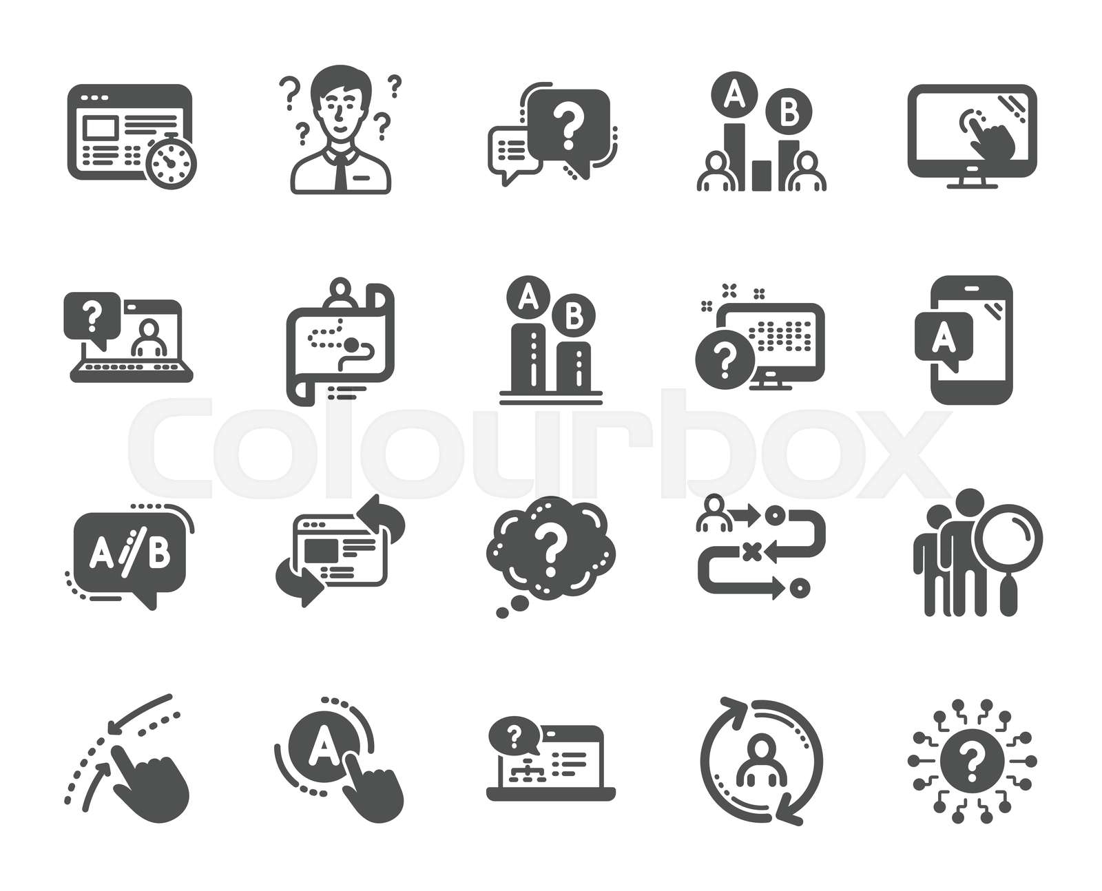 Ux Icons Set Of Ab Testing Journey Path Map And Question Mark Icons Vector Stock Vector