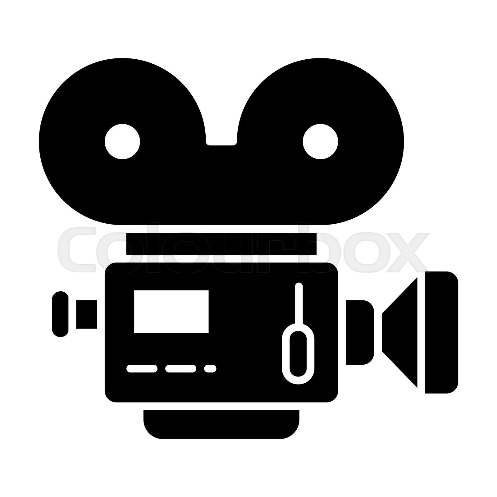 Movie camera solid icon. Retro cinema vector illustration isolated on ...
