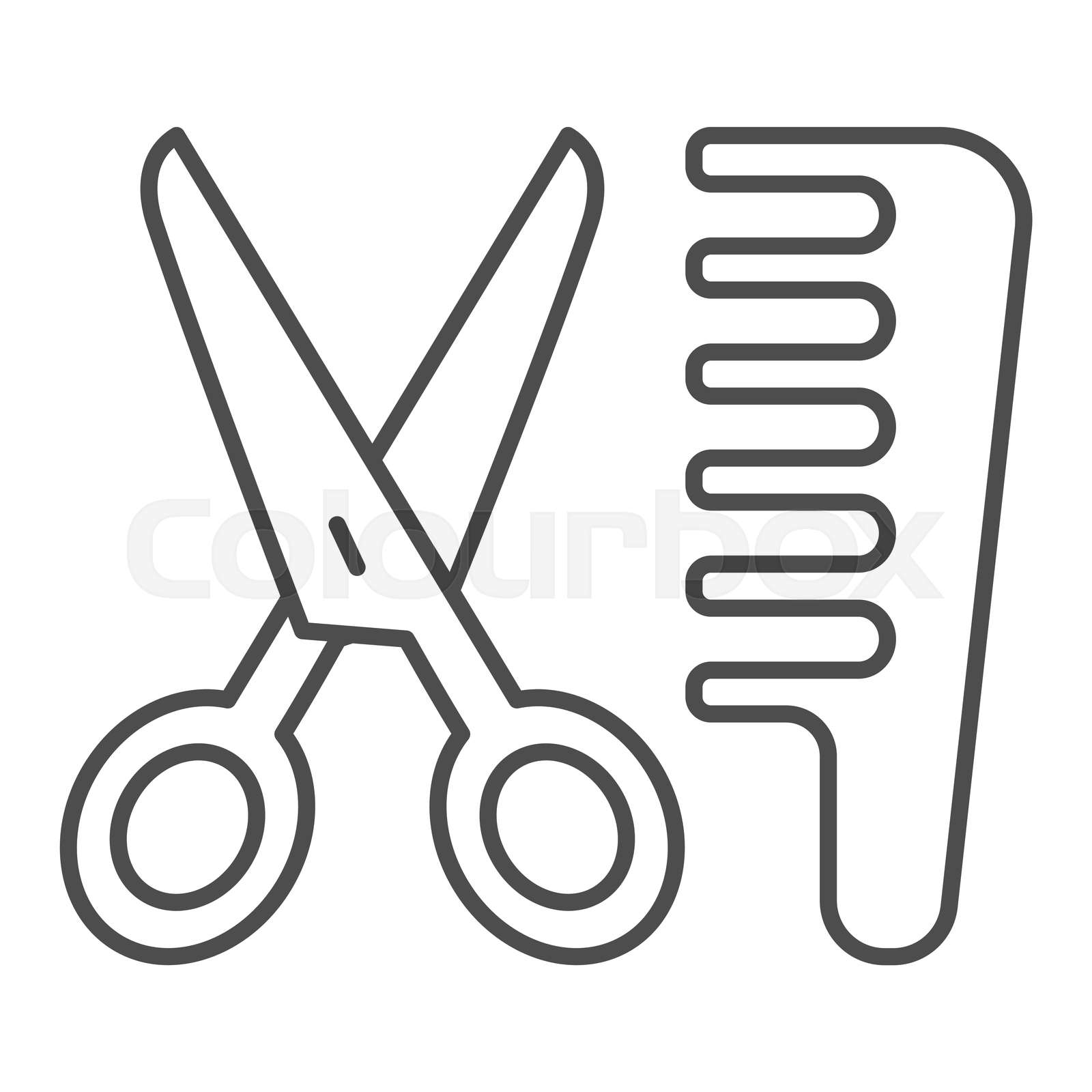 Scissors and comb thin line icon. Hair salon vector illustration ...