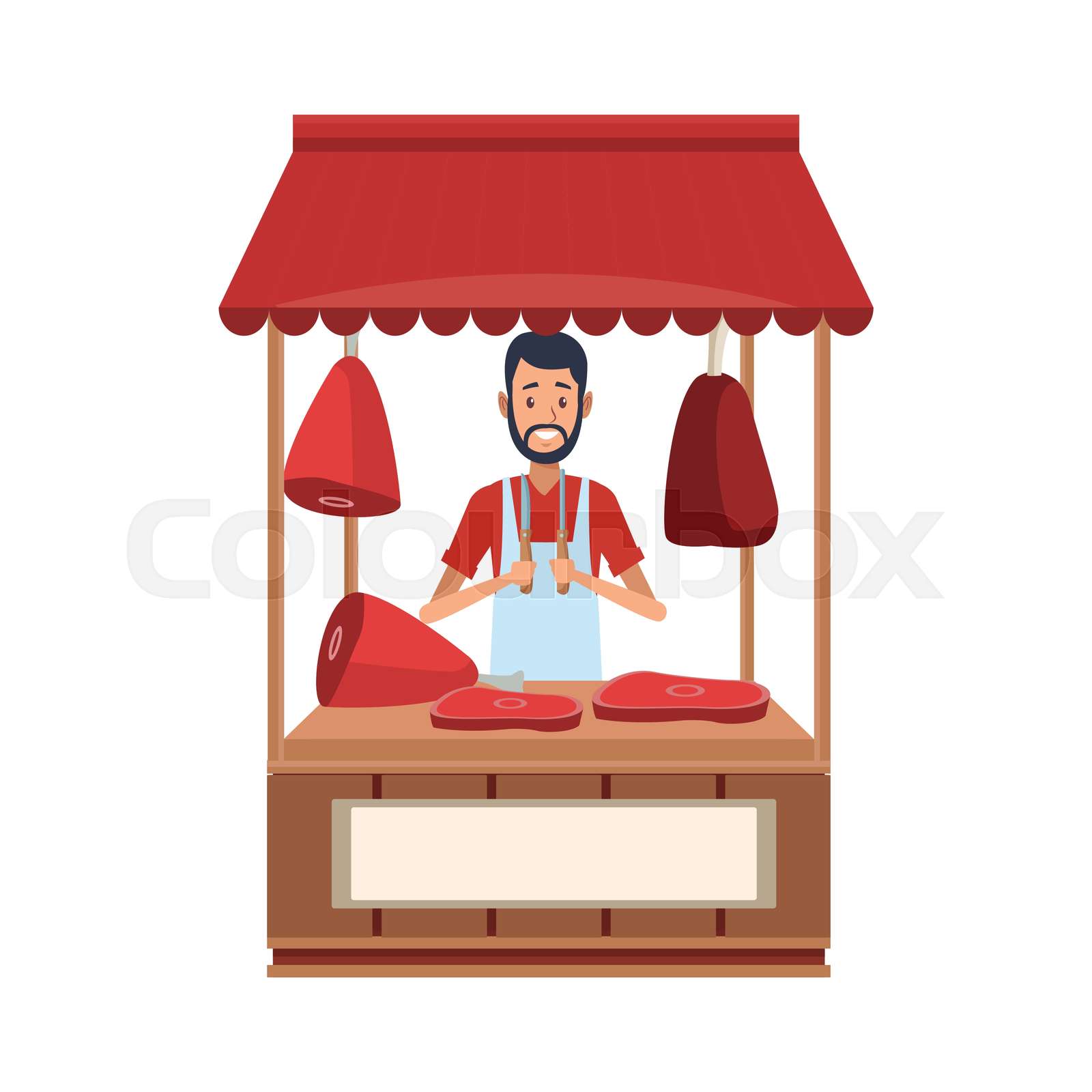 young butcher man cartoon | Stock vector | Colourbox