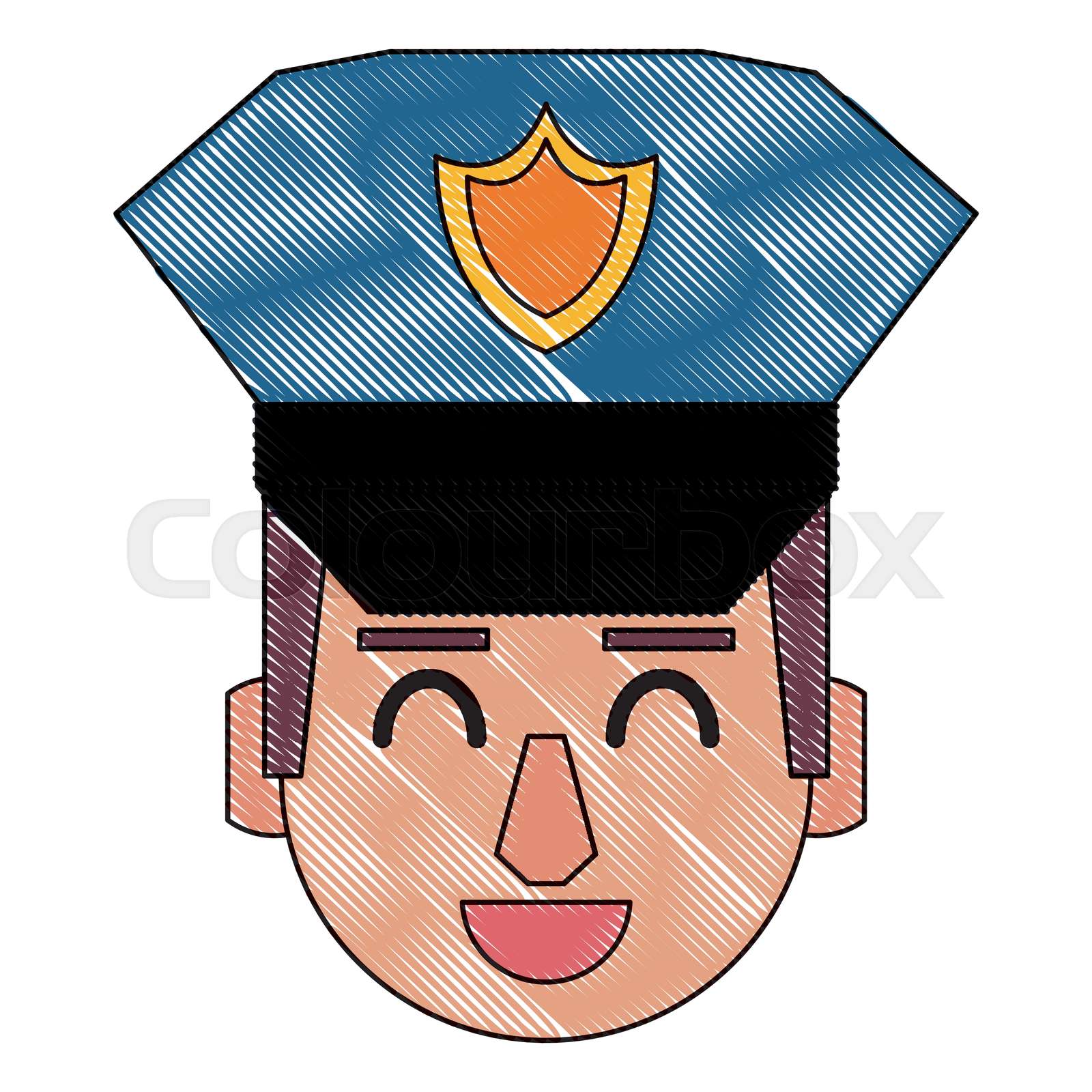 Police face cartoon scribble | Stock vector | Colourbox