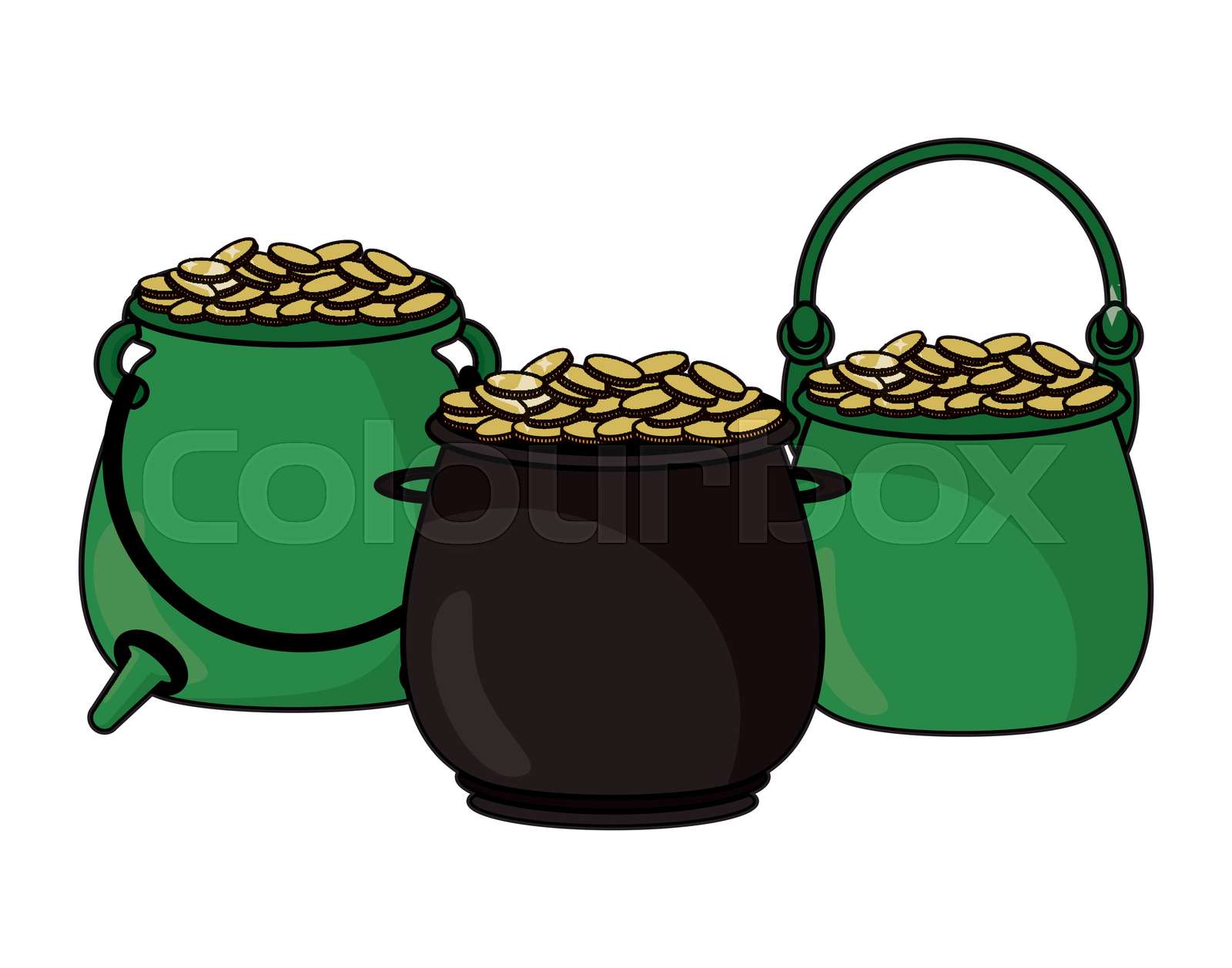 Set of pot with coins | Stock vector | Colourbox