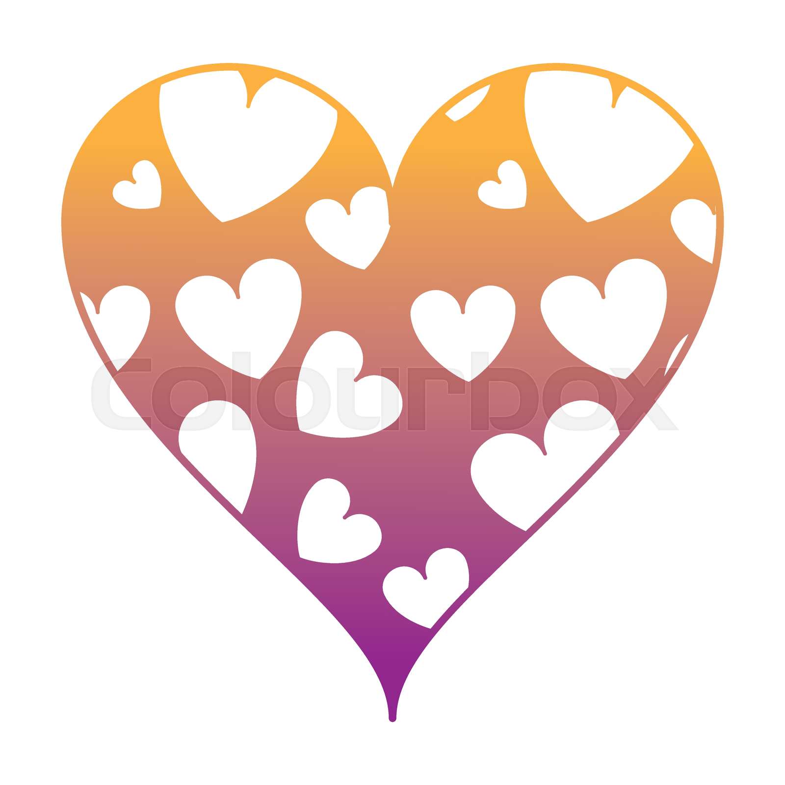 Hearts inside heart frame rainbow lines | Stock vector | Colourbox