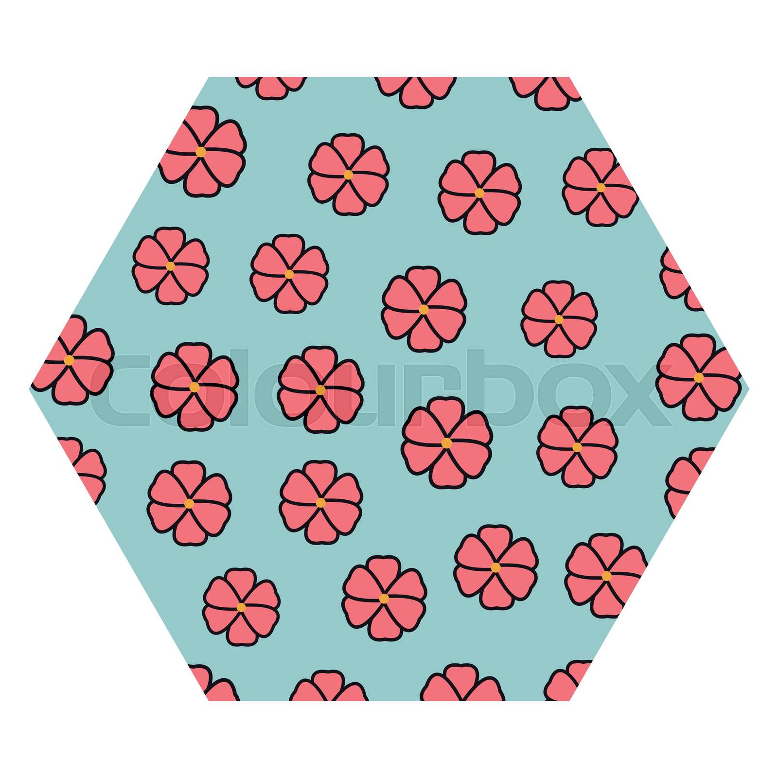 Flowers pattern hexagon frame | Stock vector | Colourbox