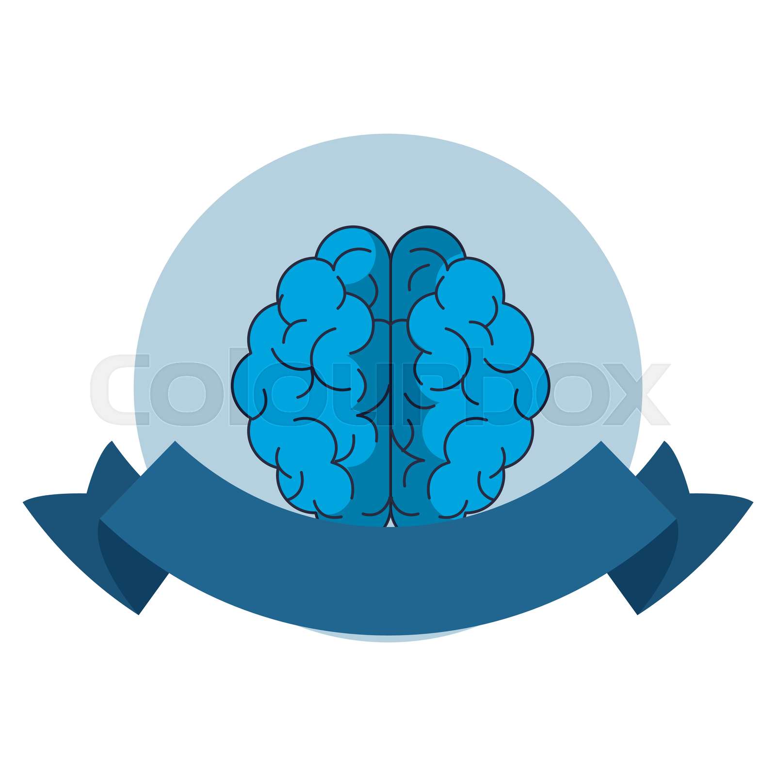 Human brain symbol round emblem | Stock vector | Colourbox