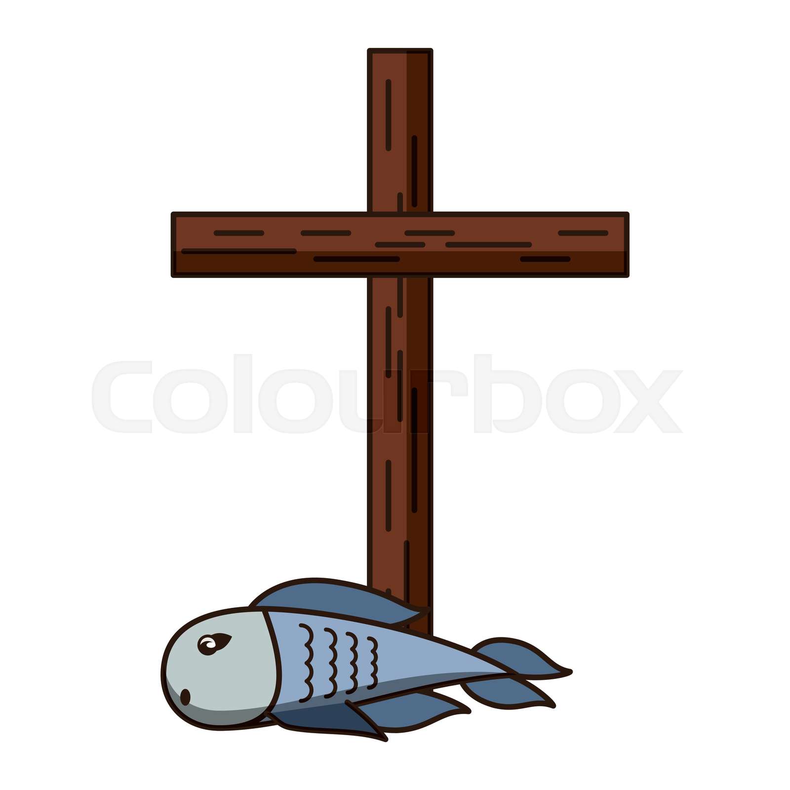 Christian cross and fish | Stock vector | Colourbox