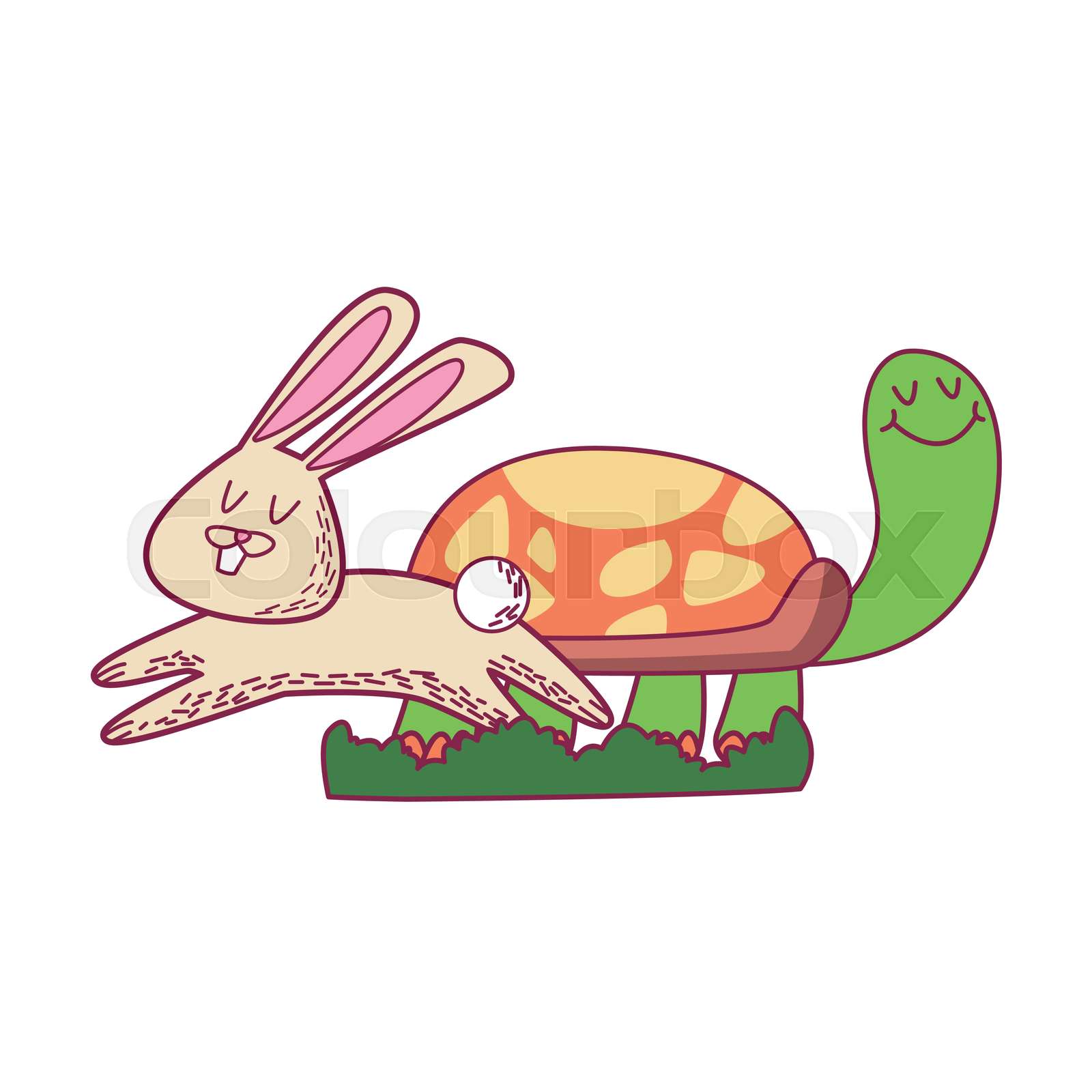 Rabbit and turtle cartoons | Stock vector | Colourbox
