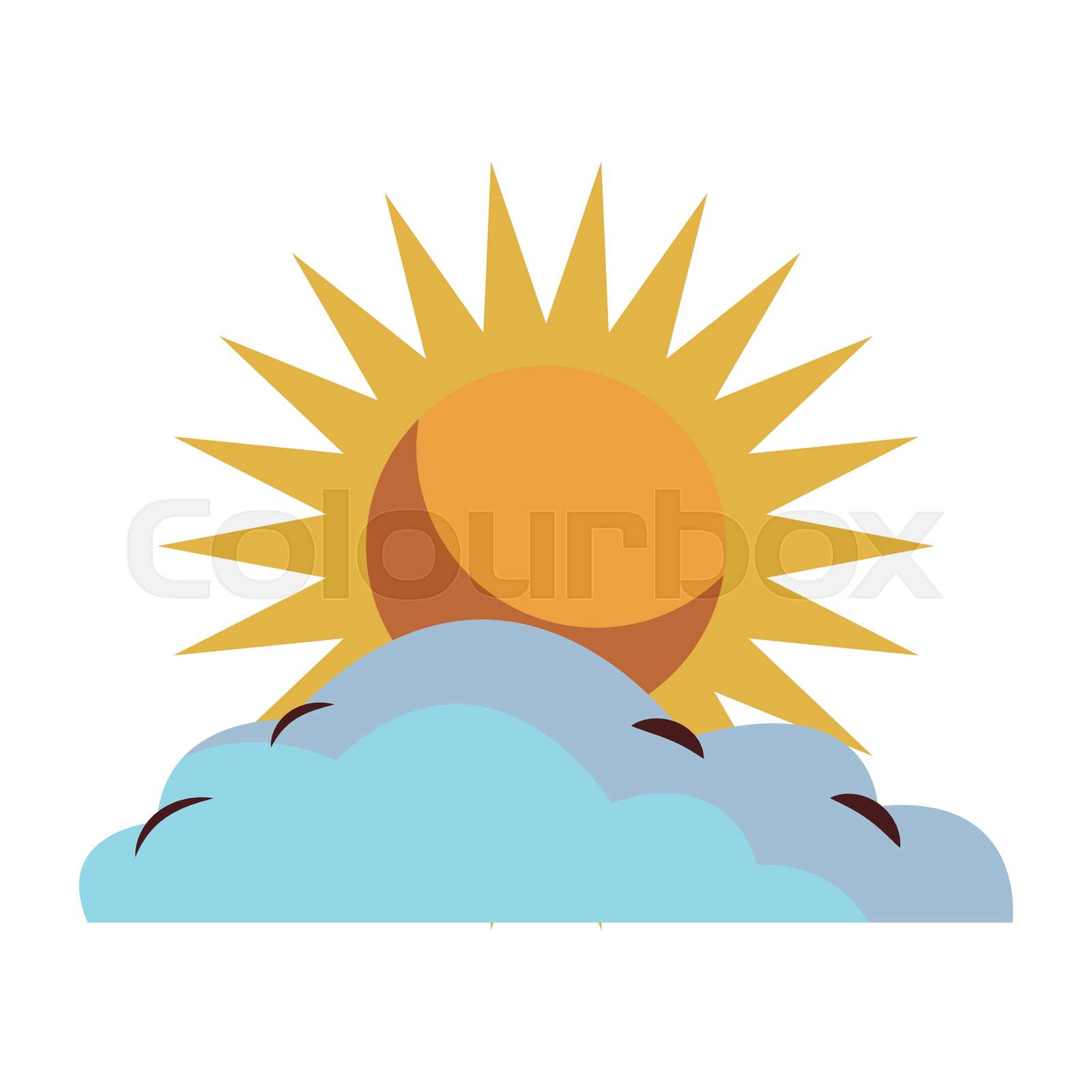 Sun on cloud cartoon | Stock vector | Colourbox