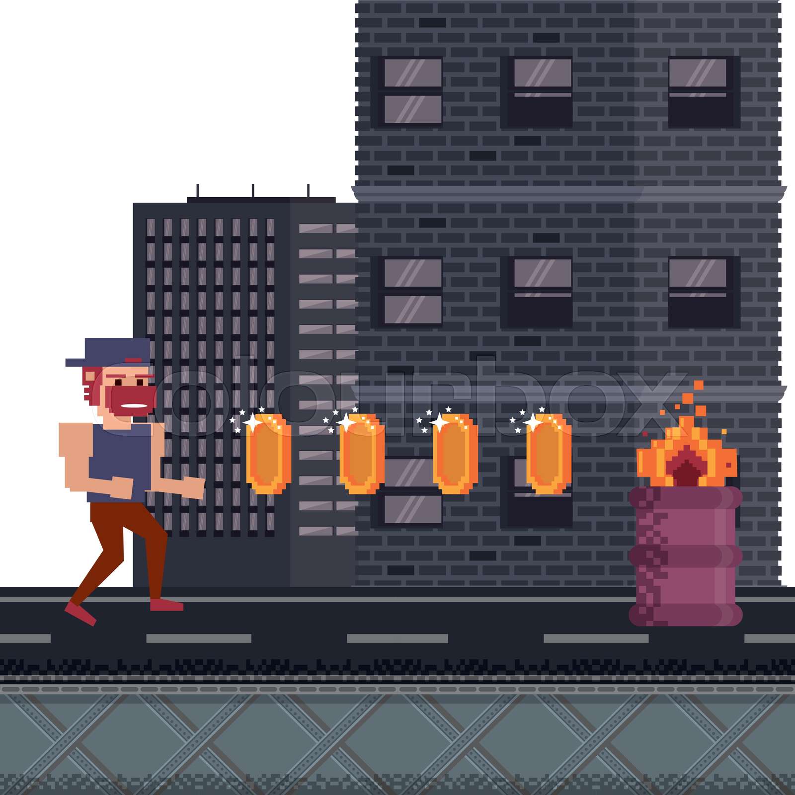 Pixelated videogame scenery | Stock vector | Colourbox