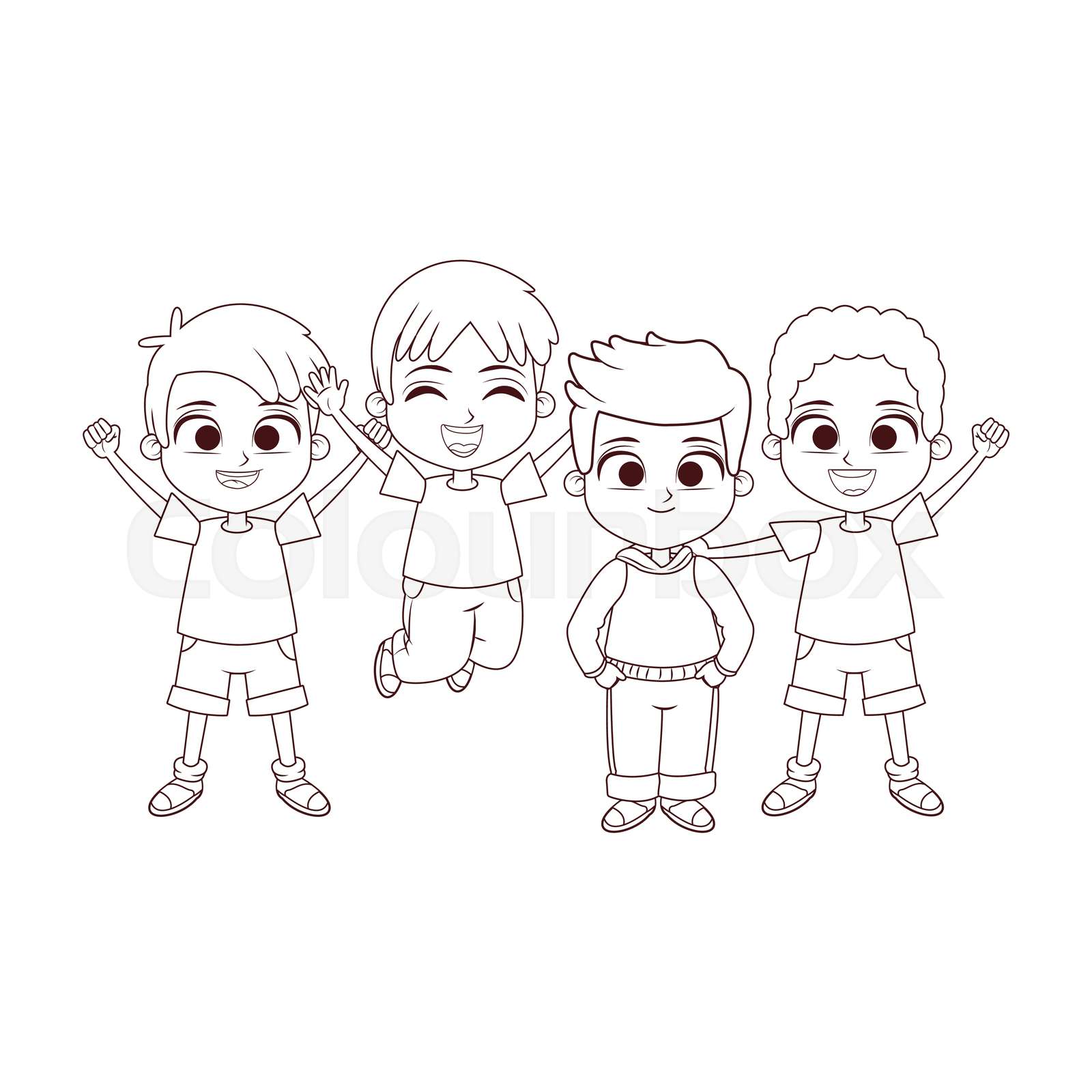 Friends Clipart Kids Black And White