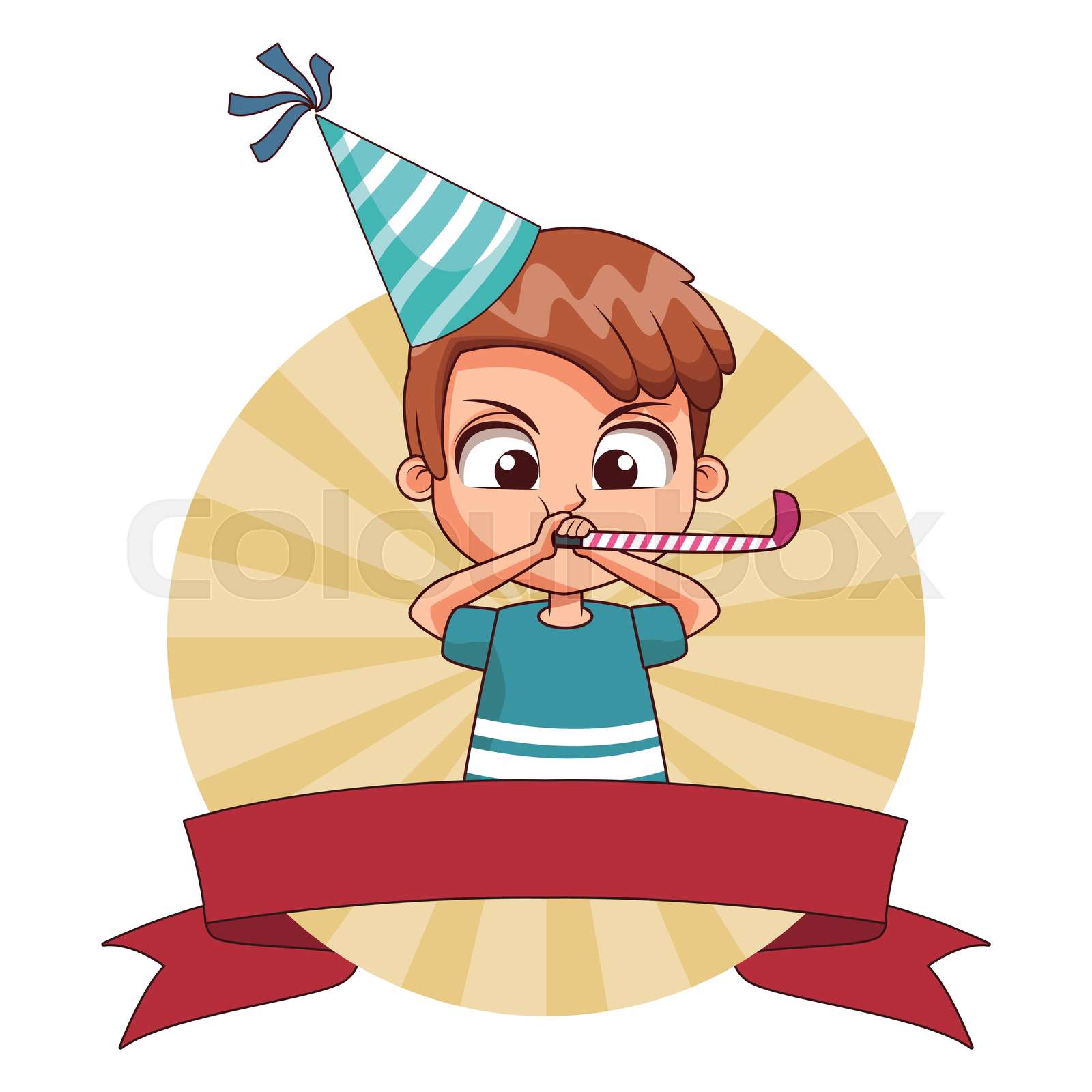 boy on birthday cartoon | Stock vector | Colourbox