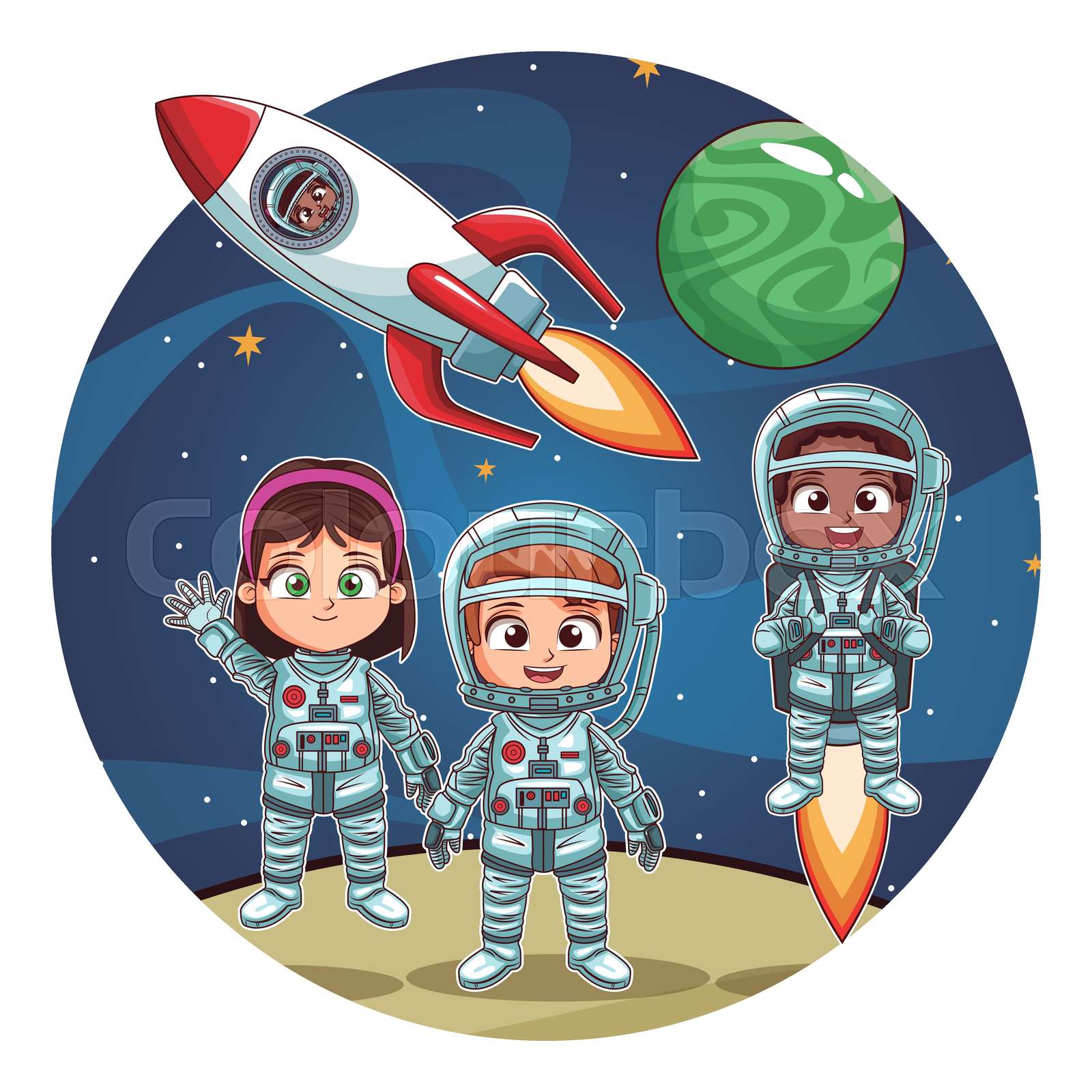 Happy astronaut kids | Stock vector | Colourbox