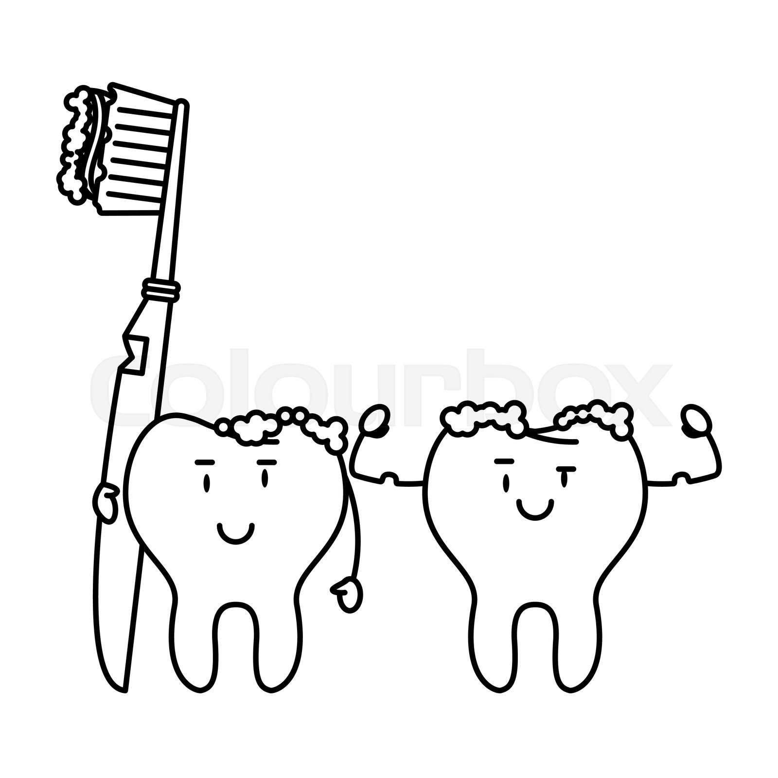 Cartoon Toothbrush Black And White