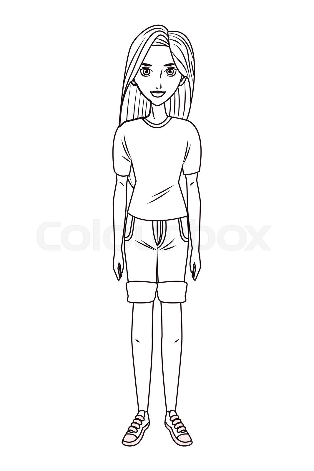 young woman body cartoon in black and white | Stock vector | Colourbox