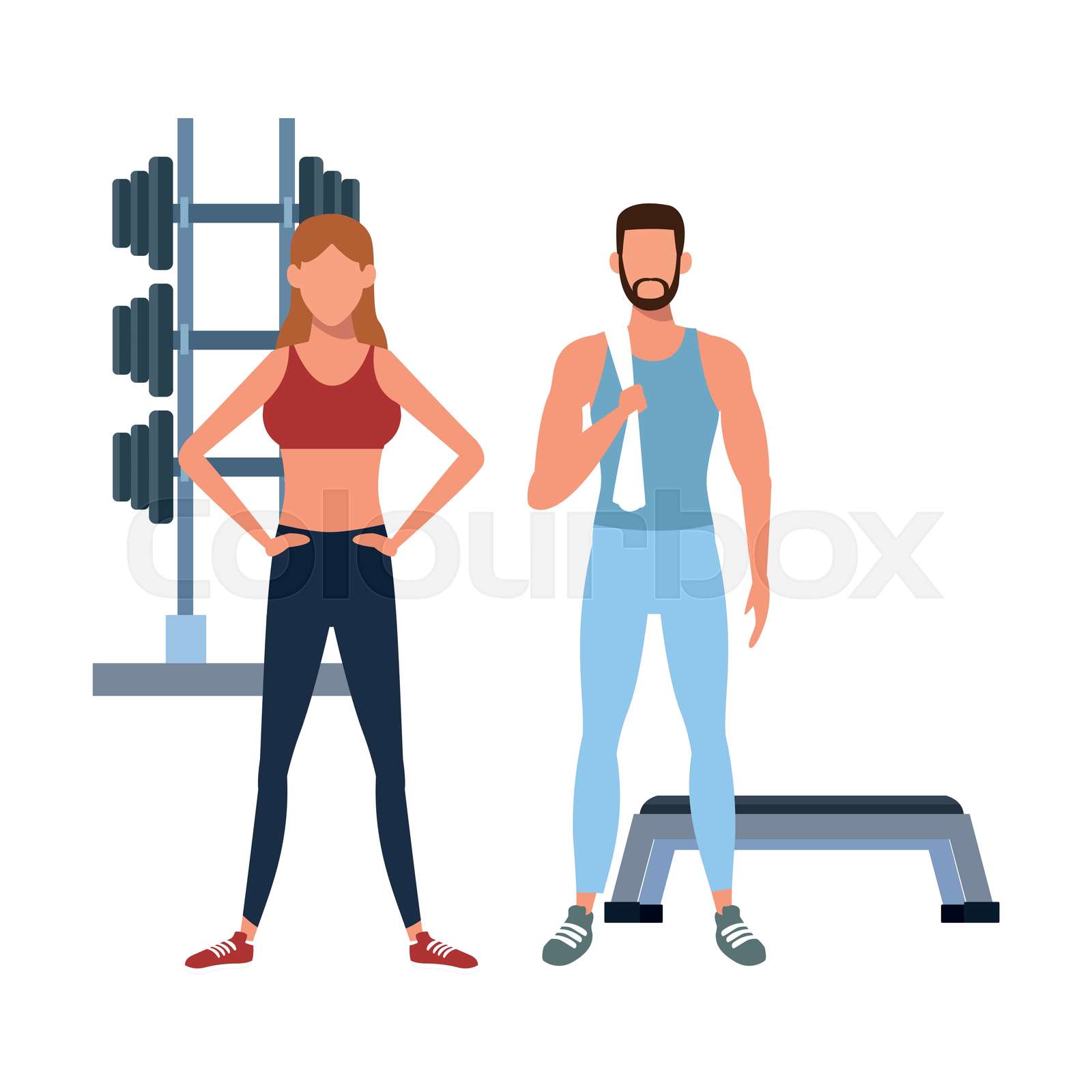 fitness people training cartoon | Stock vector | Colourbox