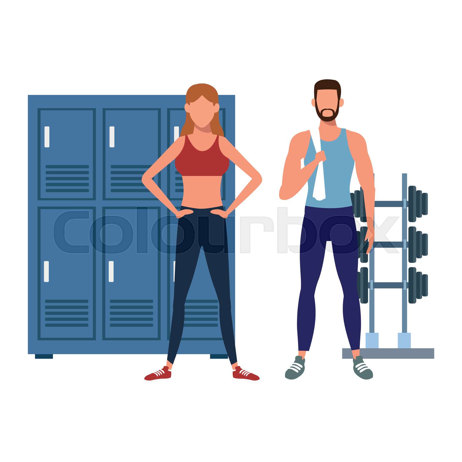 fitness couple cartoon | Stock vector | Colourbox