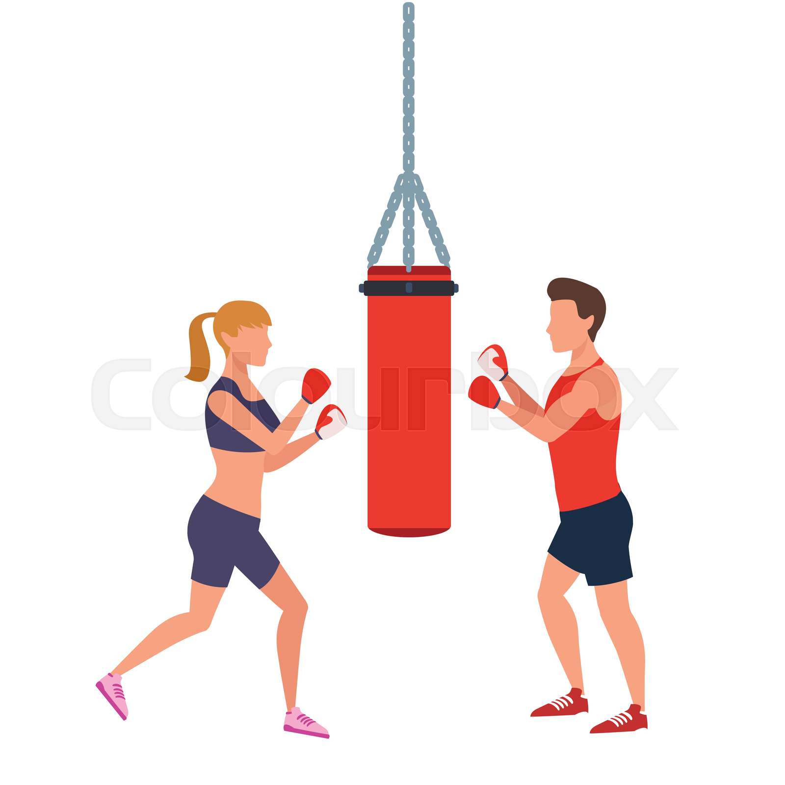 boxing people cartoon | Stock vector | Colourbox