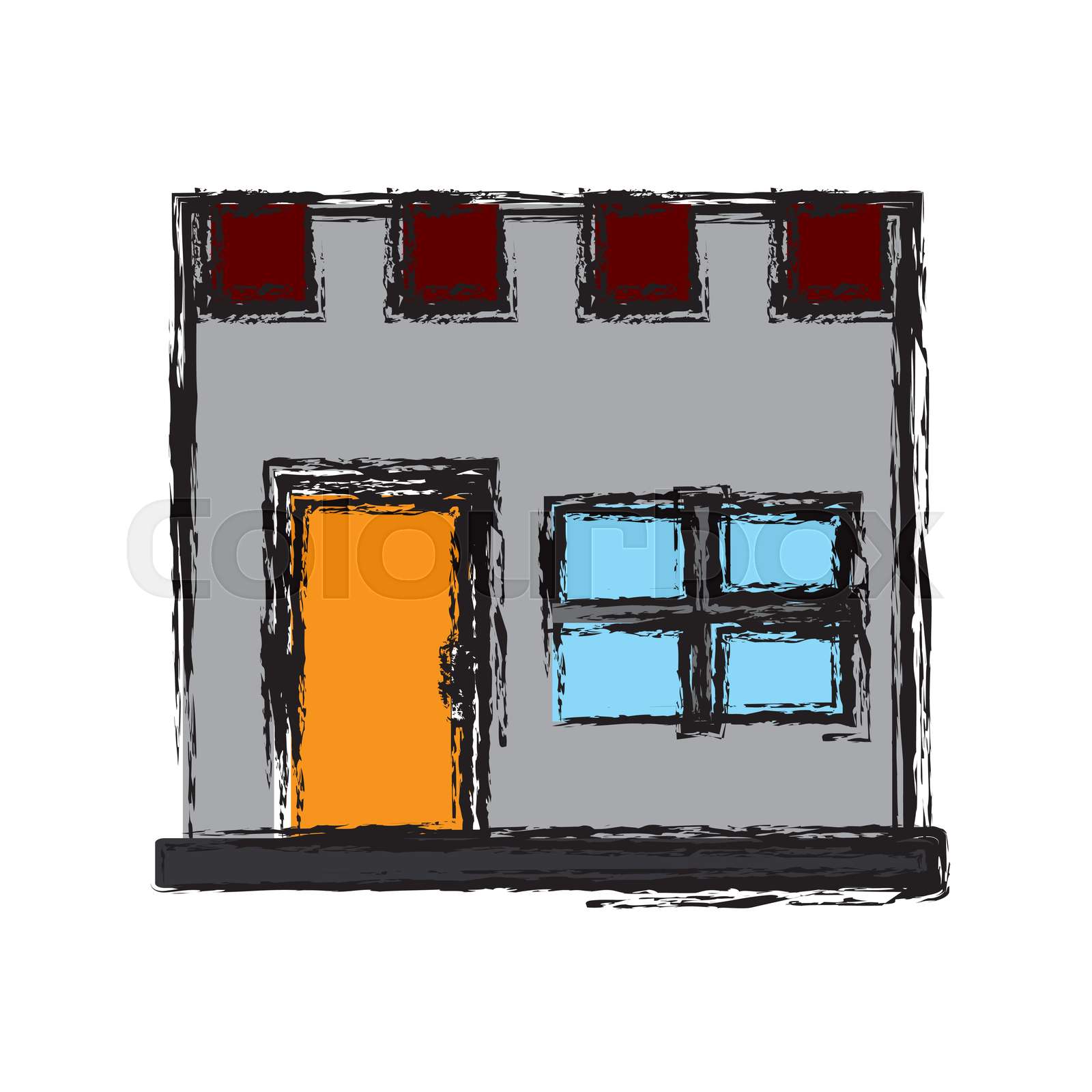 storefront building shop facade front view | Stock vector | Colourbox