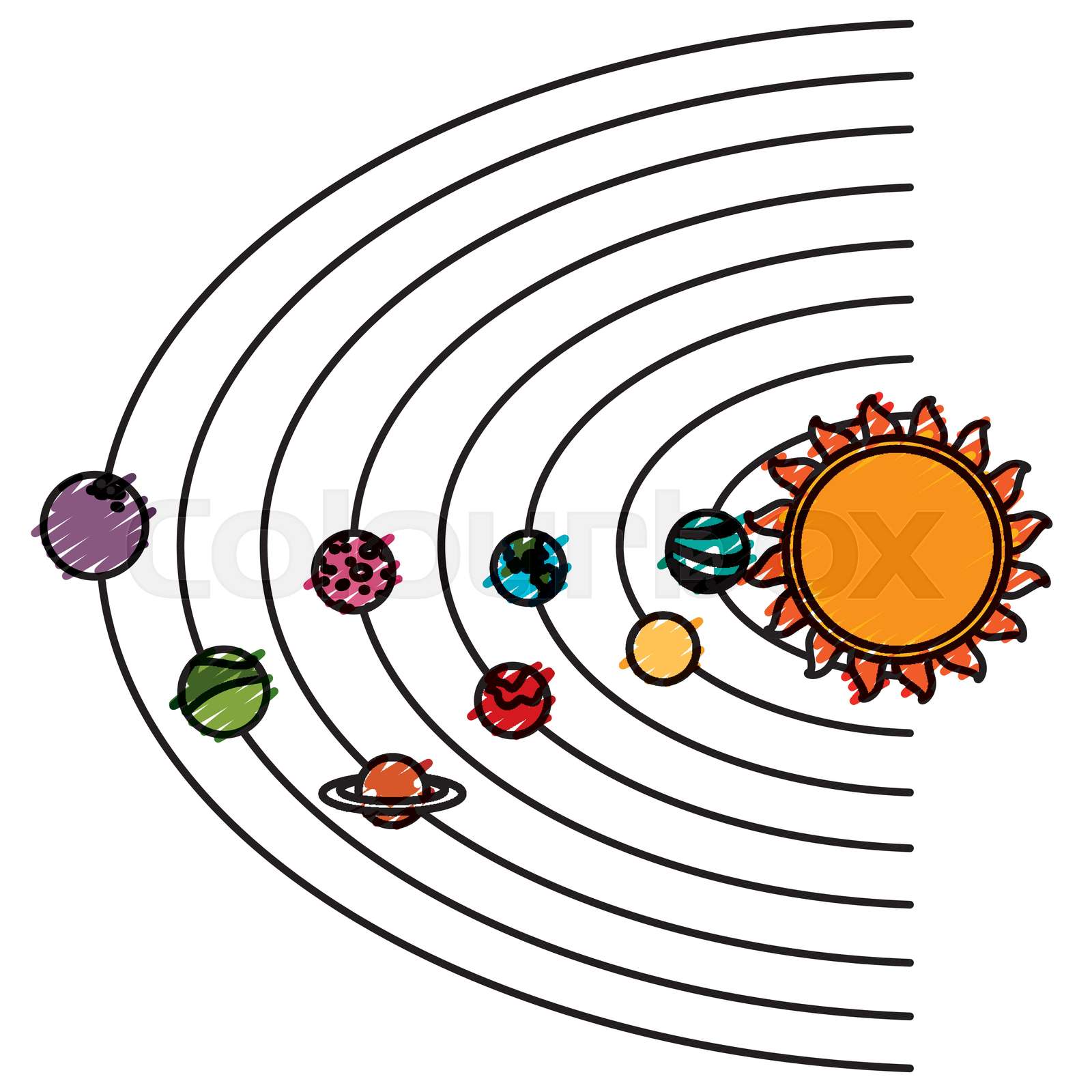 Solar system cartoon | Stock vector | Colourbox