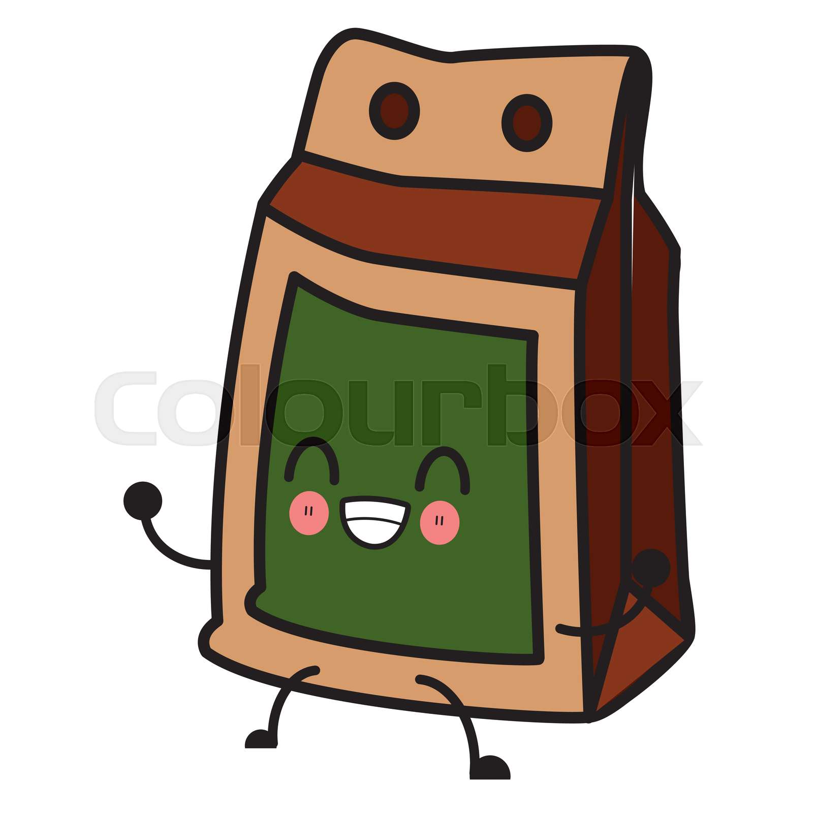 paper food bag kawaii cartoon | Stock vector | Colourbox