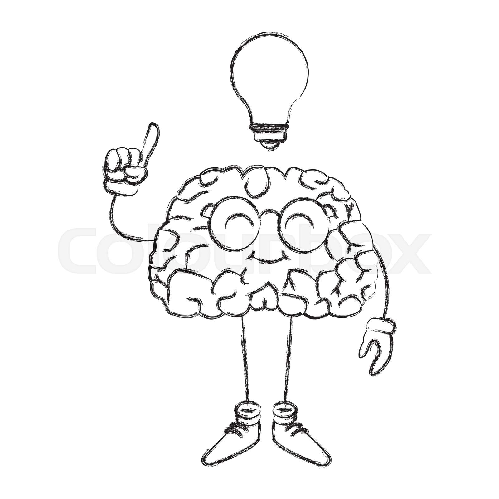 Nerd brain with idea cartoon | Stock vector | Colourbox