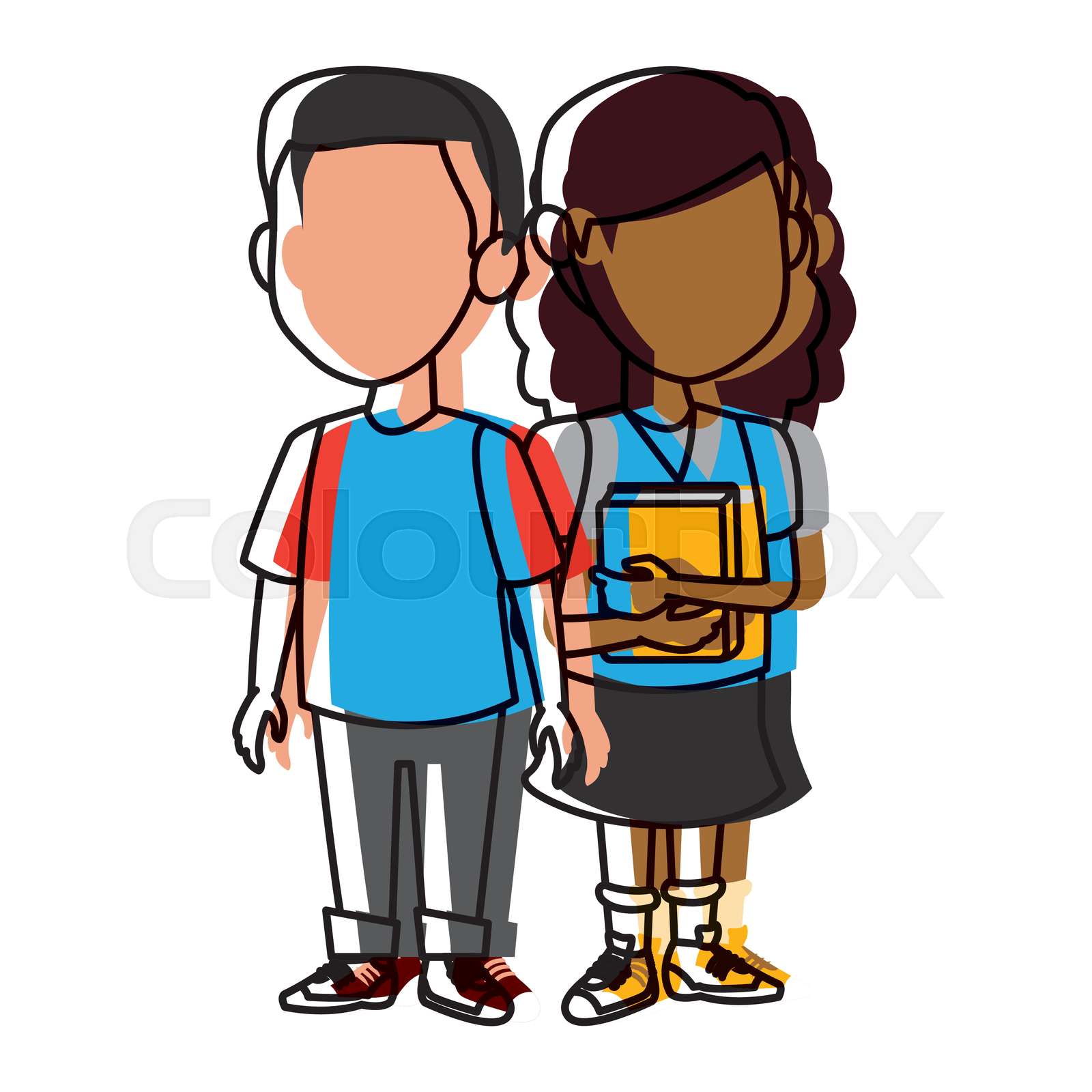 School kids friends cartoon | Stock vector | Colourbox