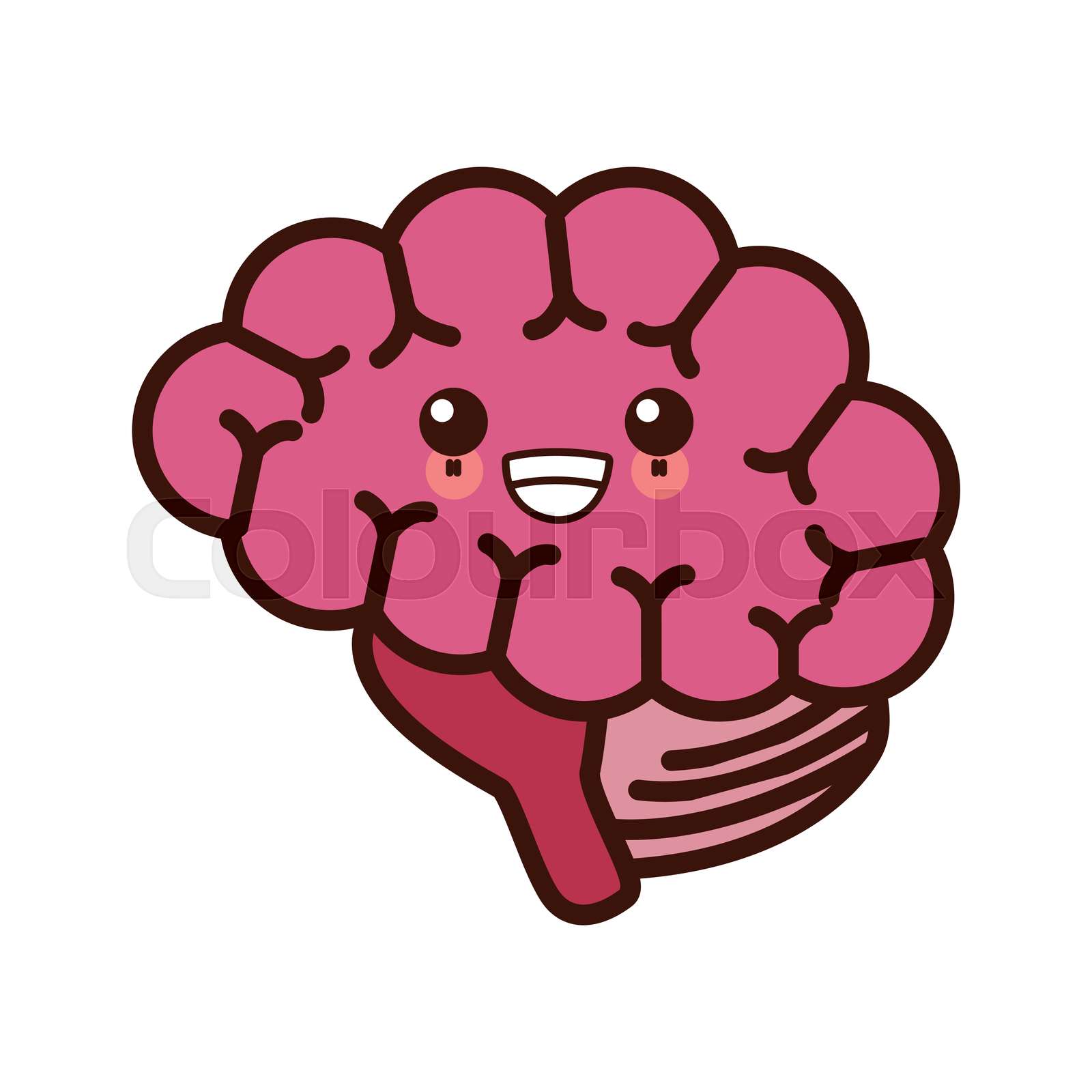 Human brain isolated cute kawaii cartoon | Stock vector | Colourbox