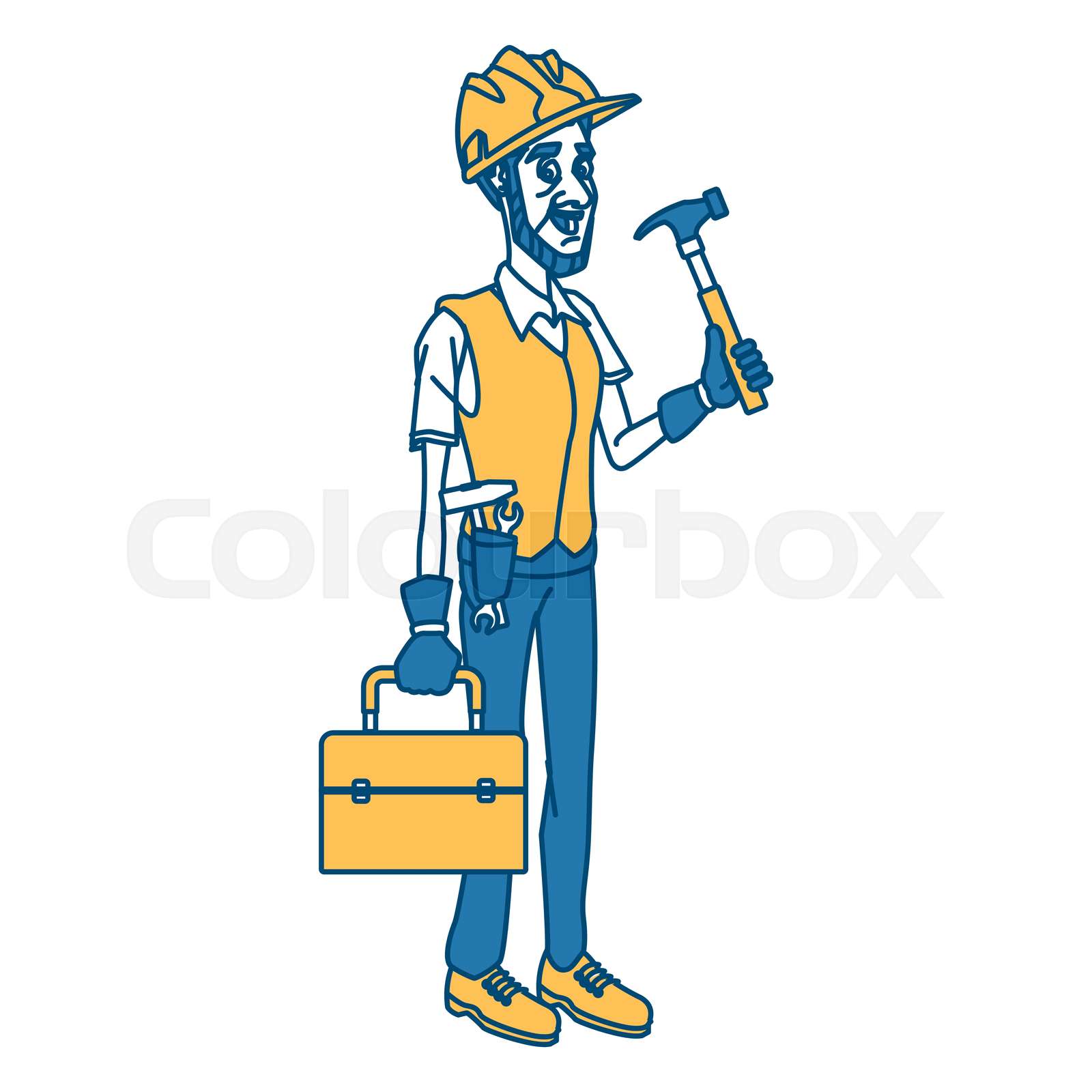 Cartoon worker with tool | Stock vector | Colourbox