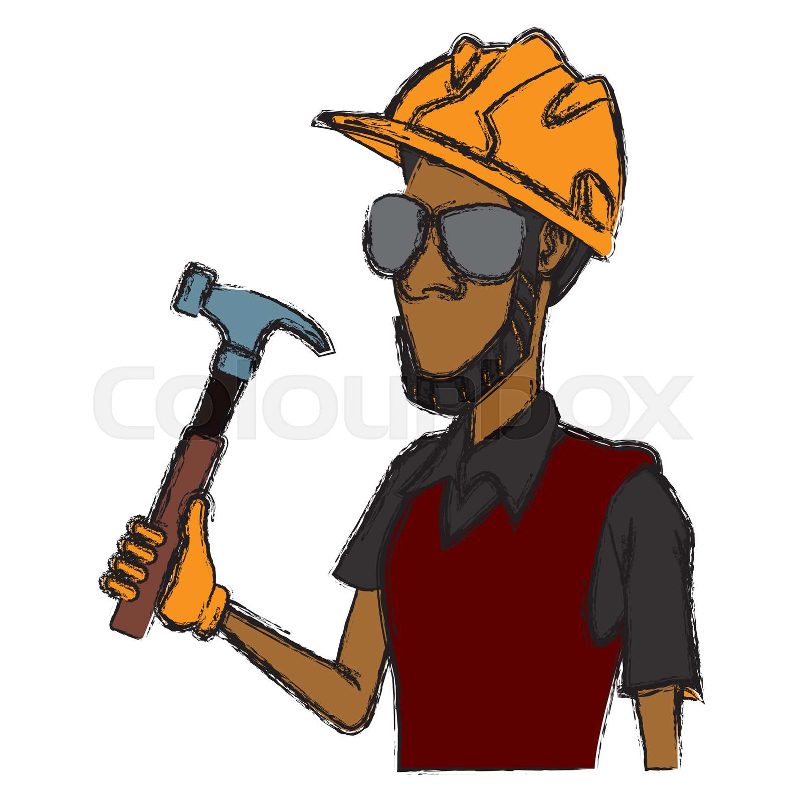 Cartoon worker with tool | Stock vector | Colourbox