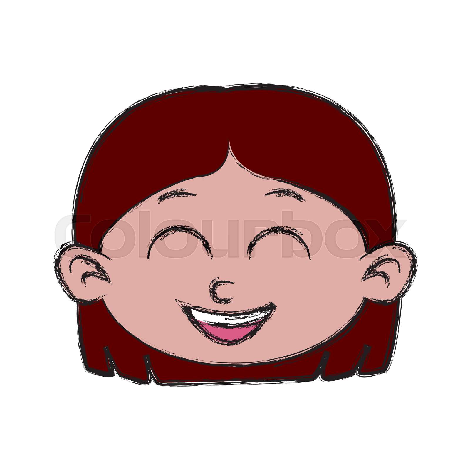 Cute girl face cartoon | Stock vector | Colourbox