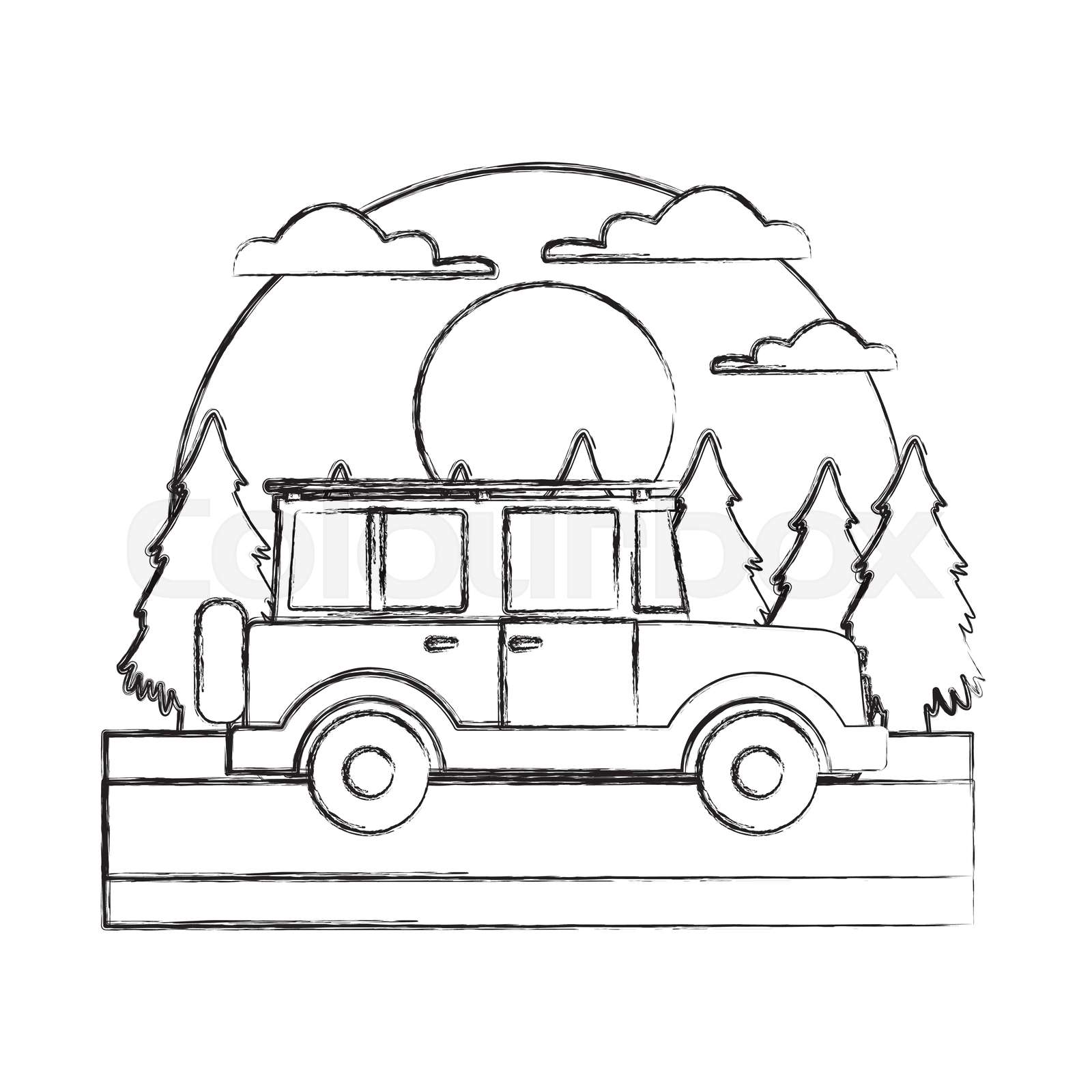 Off road sport truck In the forest | Stock vector | Colourbox