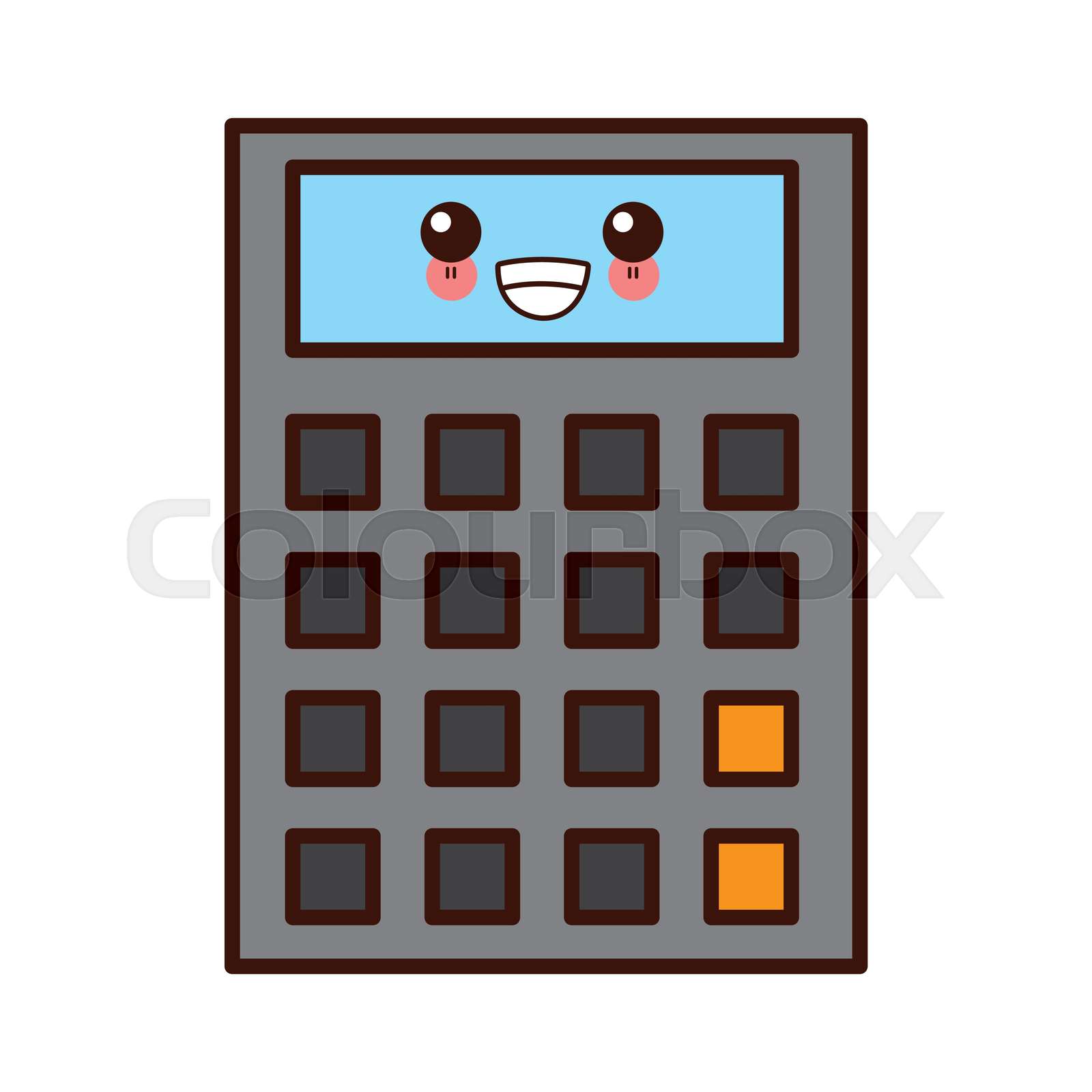 Calculator math device cute kawaii cartoon | Stock vector | Colourbox