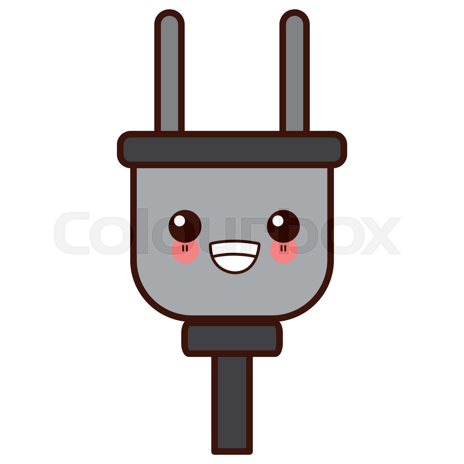 Electric plug isolated cute kawaii cartoon | Stock vector | Colourbox