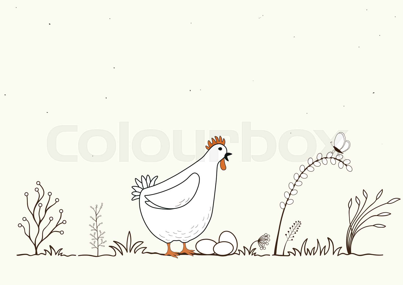Card with funny cartoon chicken | Stock vector | Colourbox