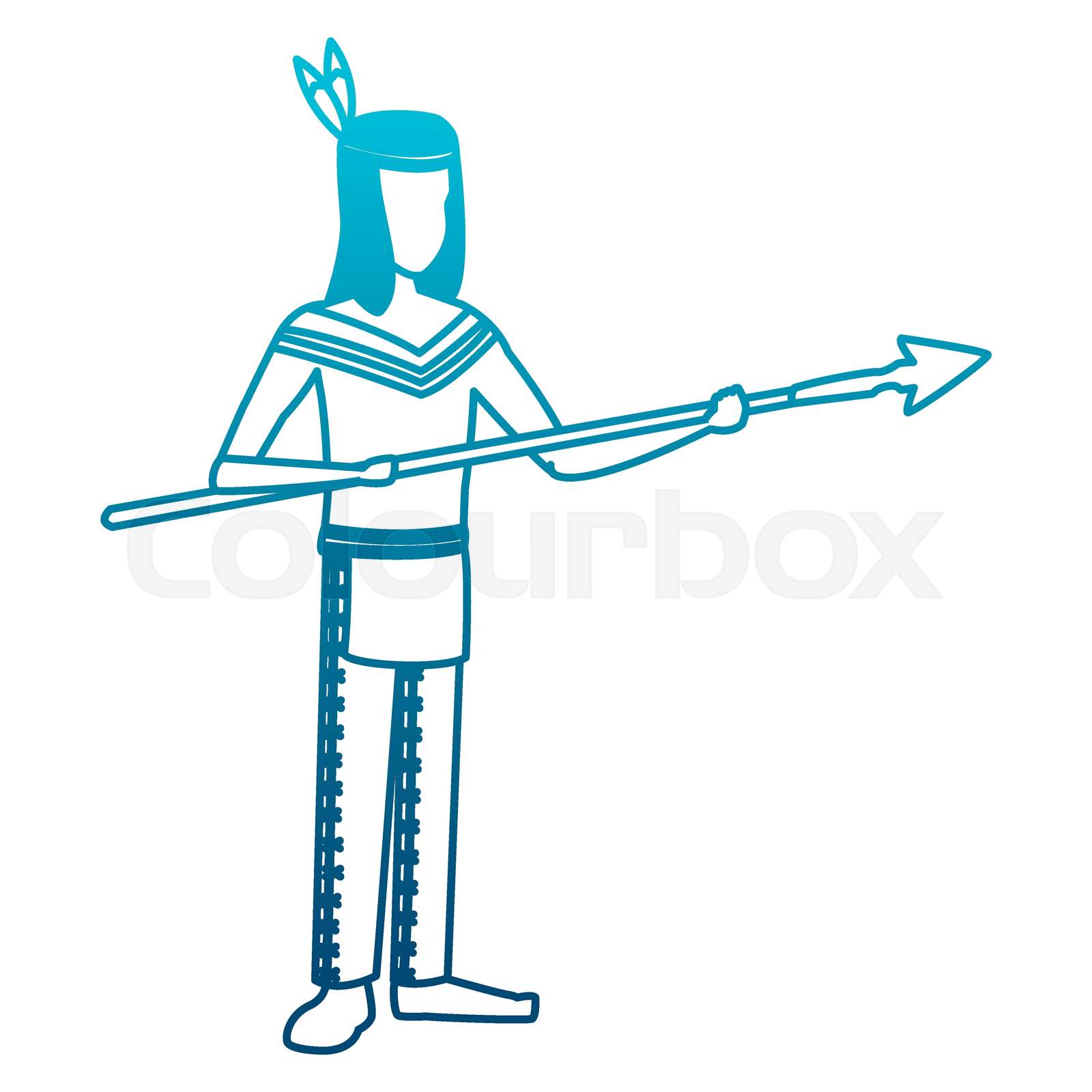 American indian with spear | Stock vector | Colourbox