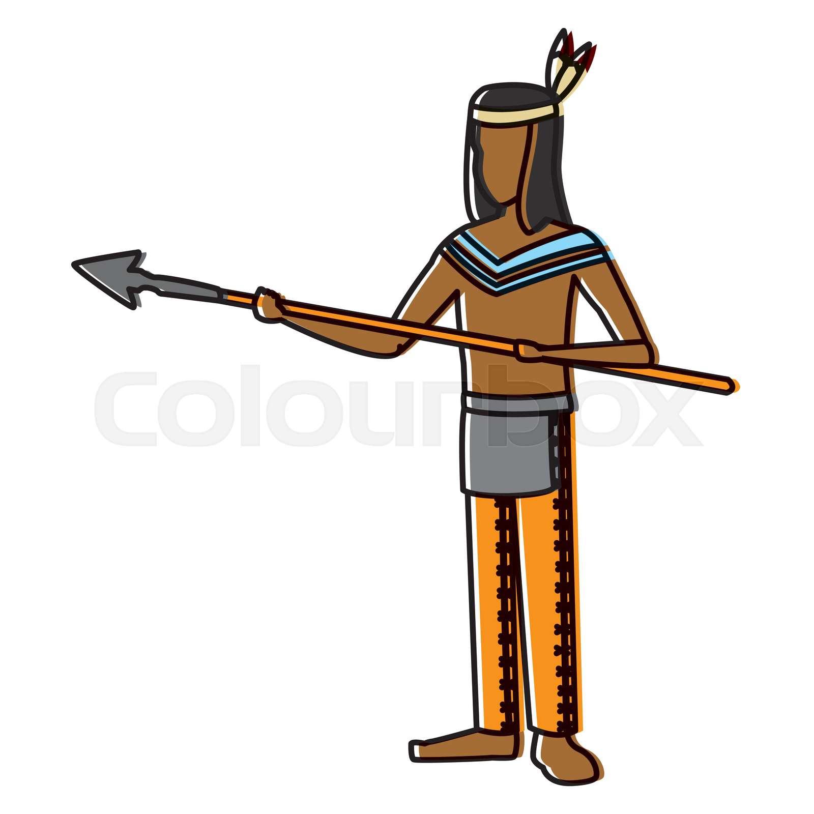 American indian with spear | Stock vector | Colourbox