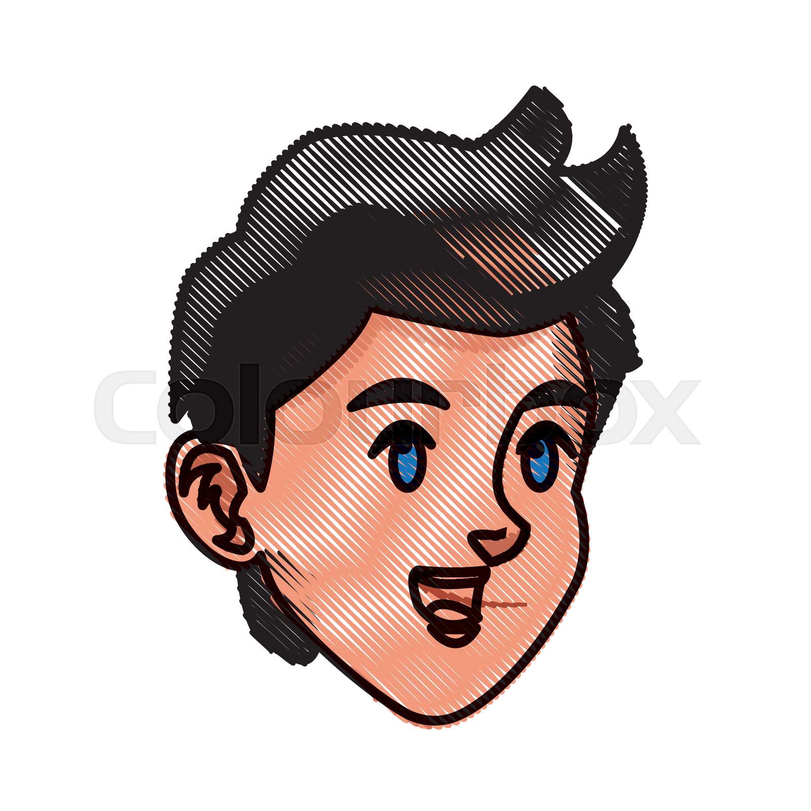 drawing head boy smile face character healthy | Stock vector | Colourbox
