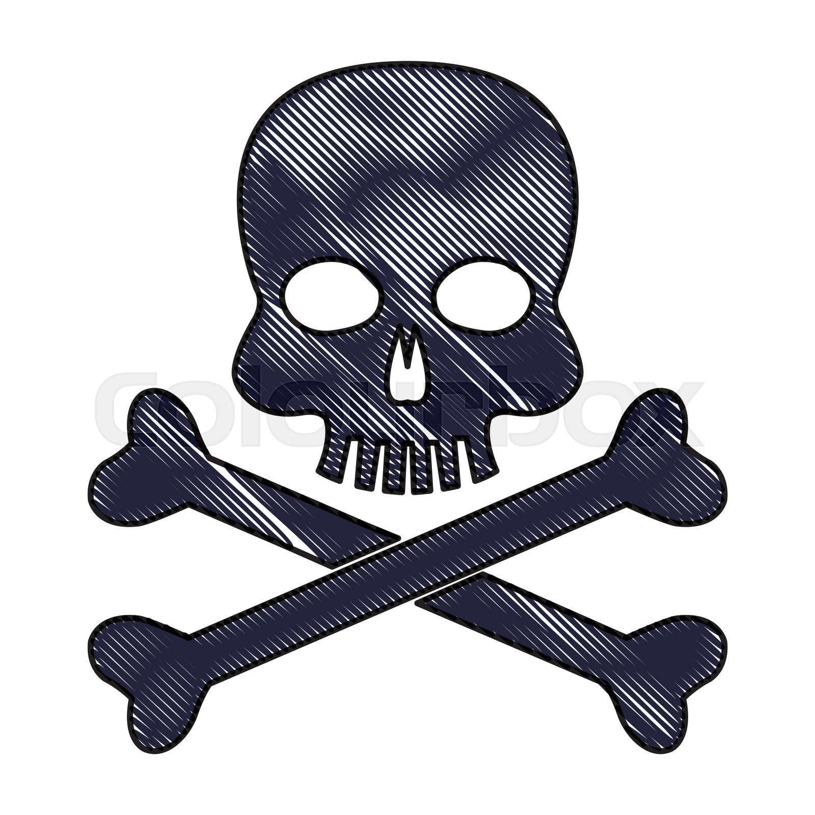 drawing skull bones danger poison laboratory | Stock vector | Colourbox